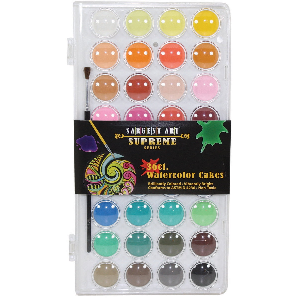 Supreme Series Watercolor Cakes 36/Pkg-Assorted Colors - Walmart.com