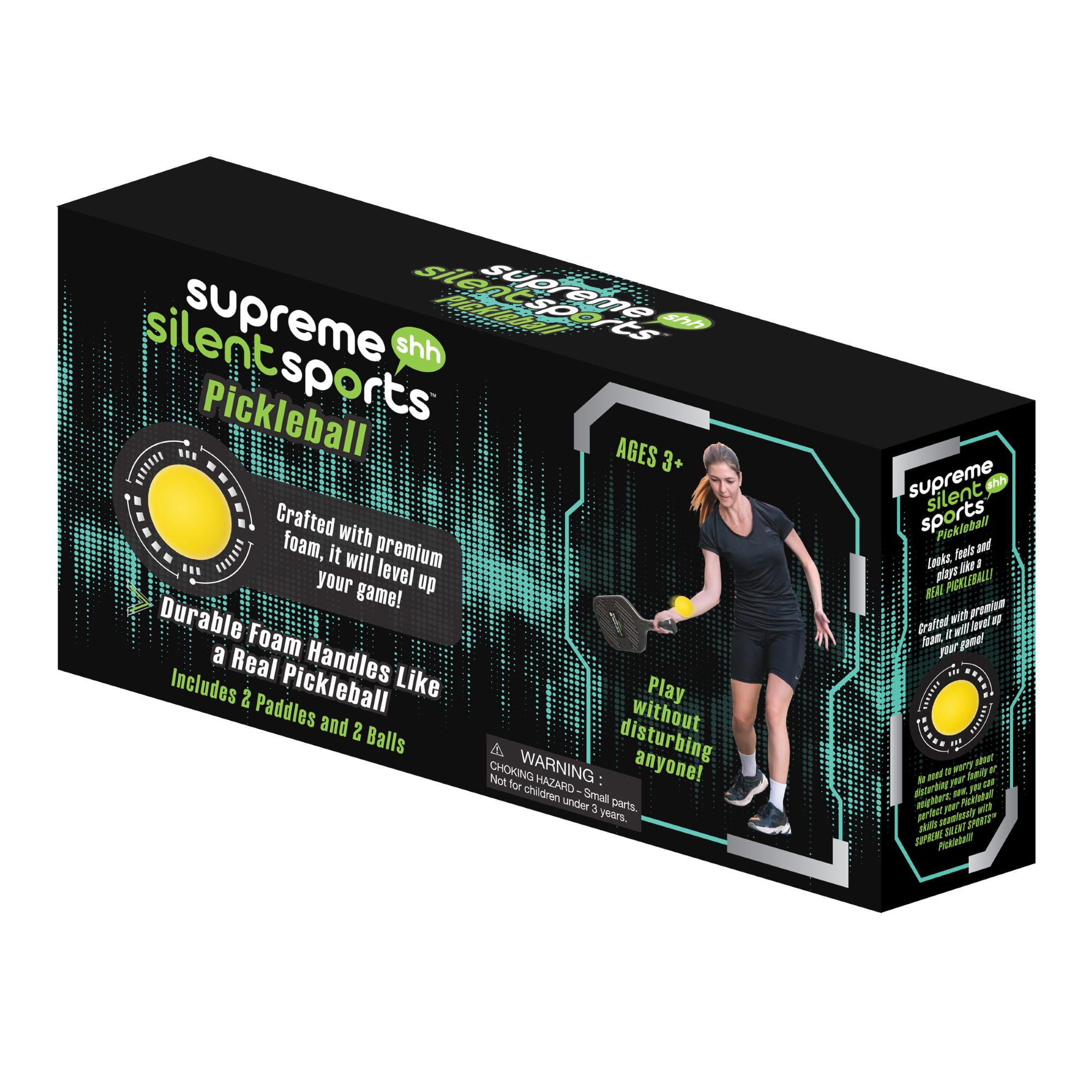 Supreme Silent Sports Pickleball Kit, 2 Durable Foam Handles and 2 ...