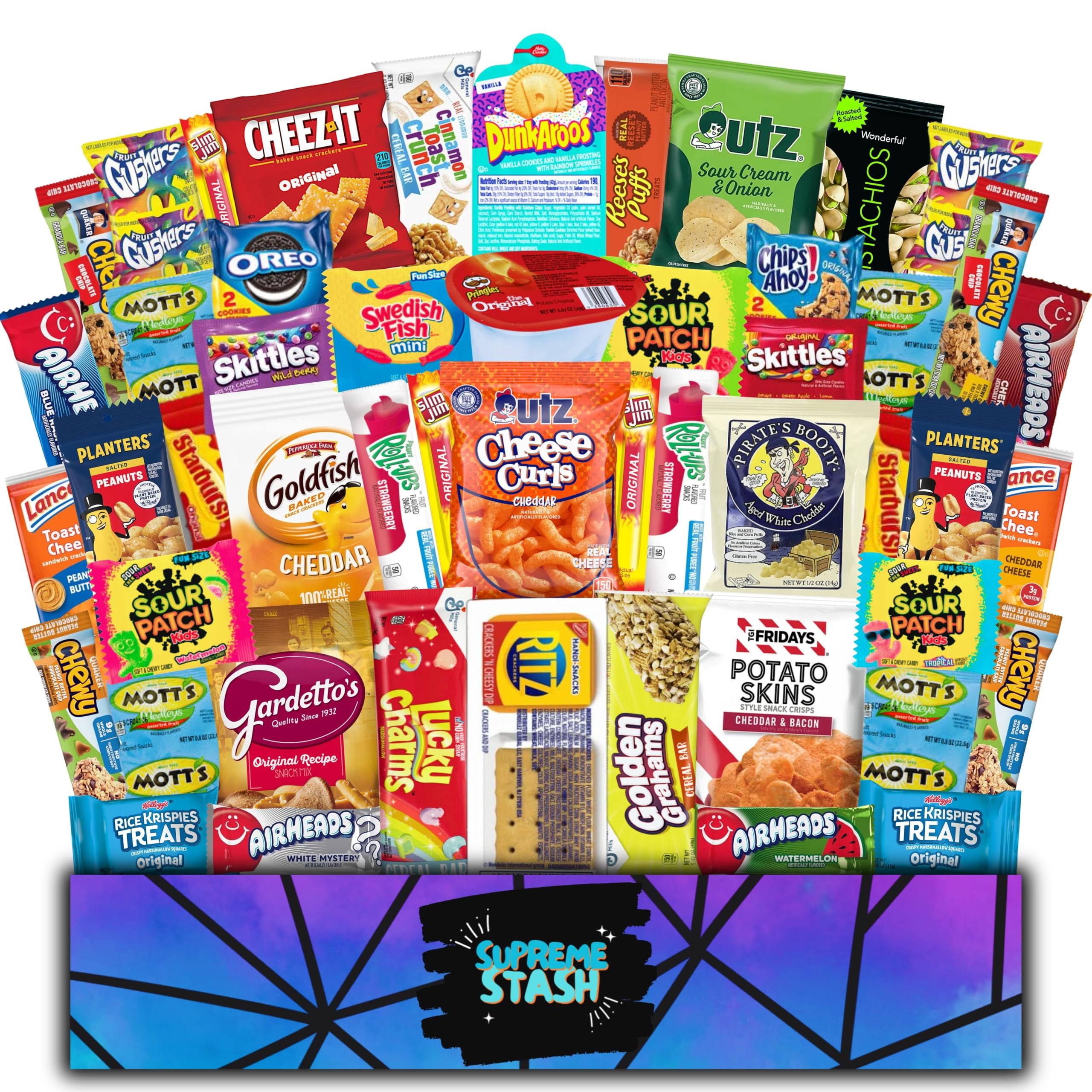 Supreme Stash 50 Pack Snack Variety Pack MDH1Gift for Kids Adults Camping Sleepover School ...