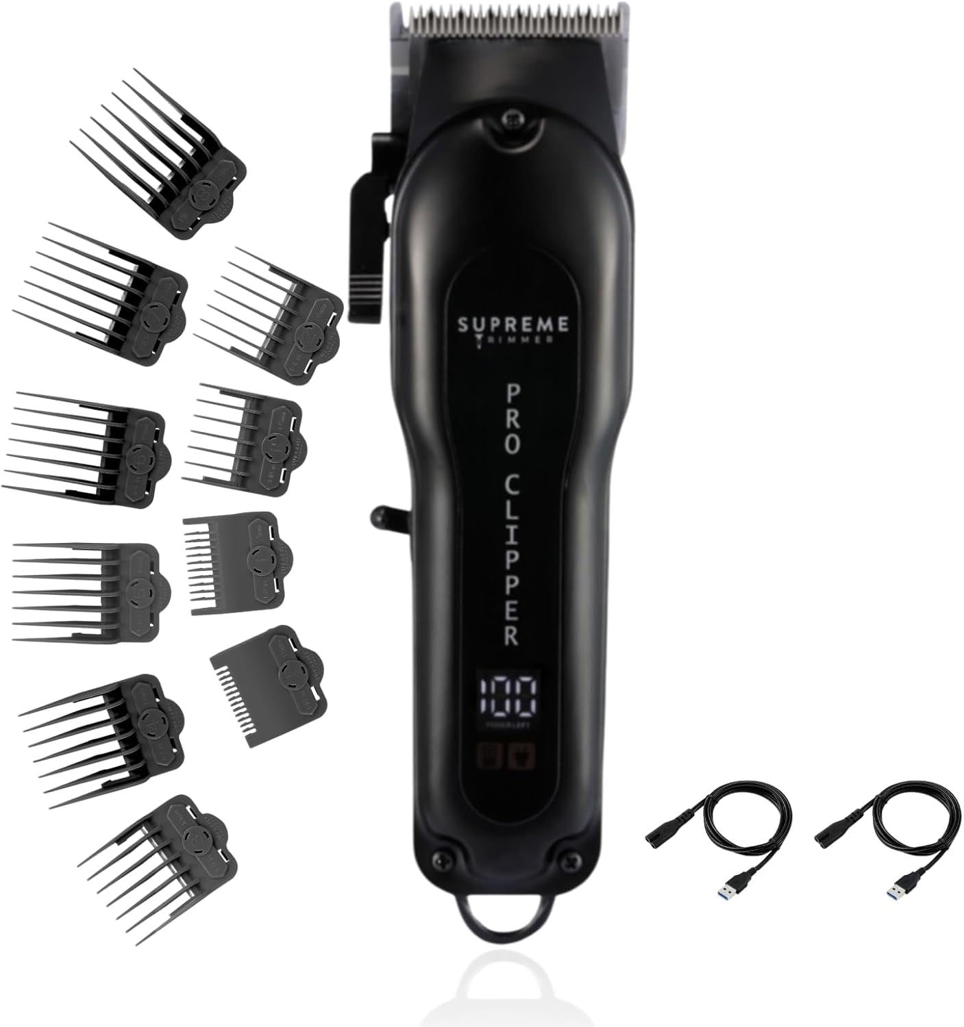 Supreme Pro Clipper with Adjustable Barber Guards, Zero Gap, 300 Min ...