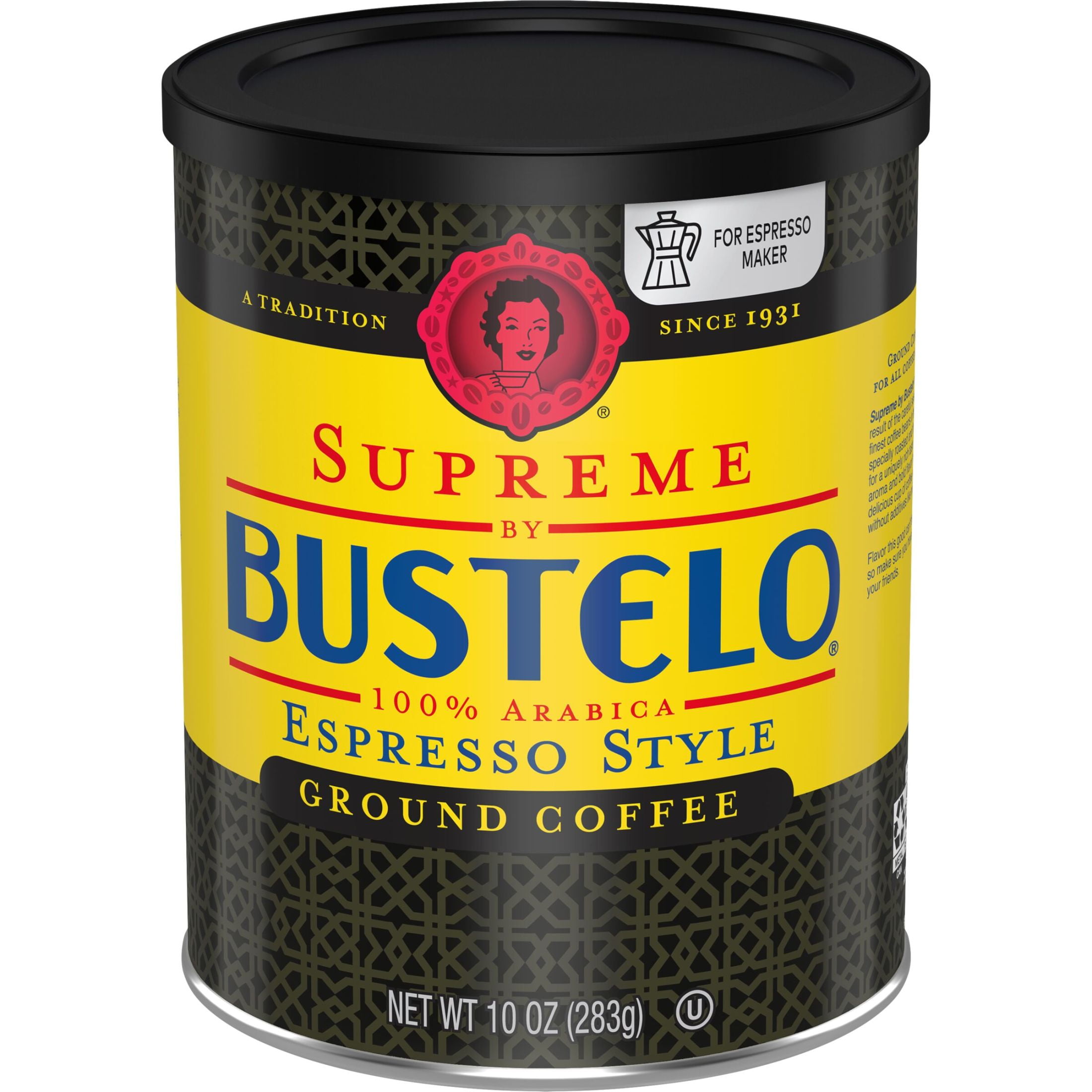 Bustelo Supreme Espresso Style Ground Coffee, Medium Dark Roast, 10-Oz ...