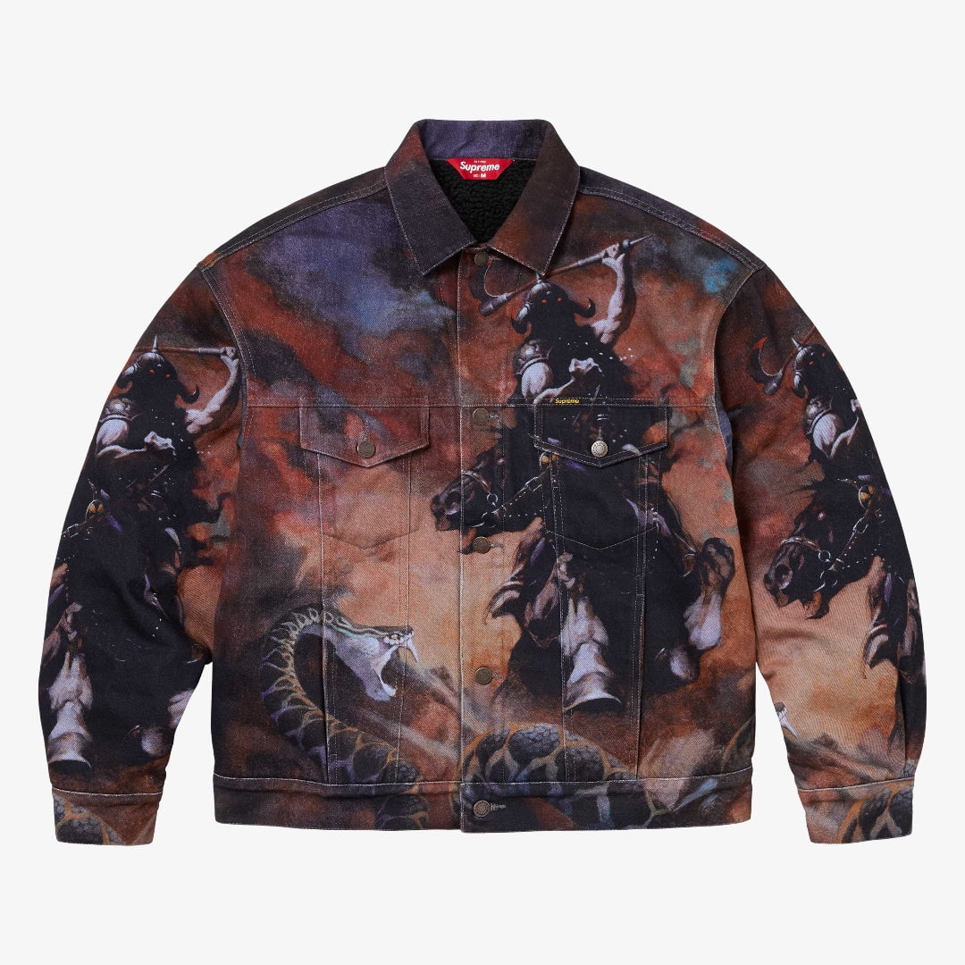 Supreme x Frank Frazetta Faux Shearling Lined Trucker Jacket Multi ...