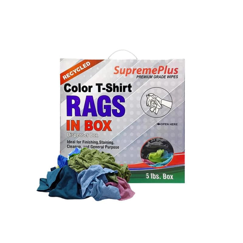 SupremePlus Color Knit T-Shirt Cleaning Rags 5 lbs Compressed Box of ...
