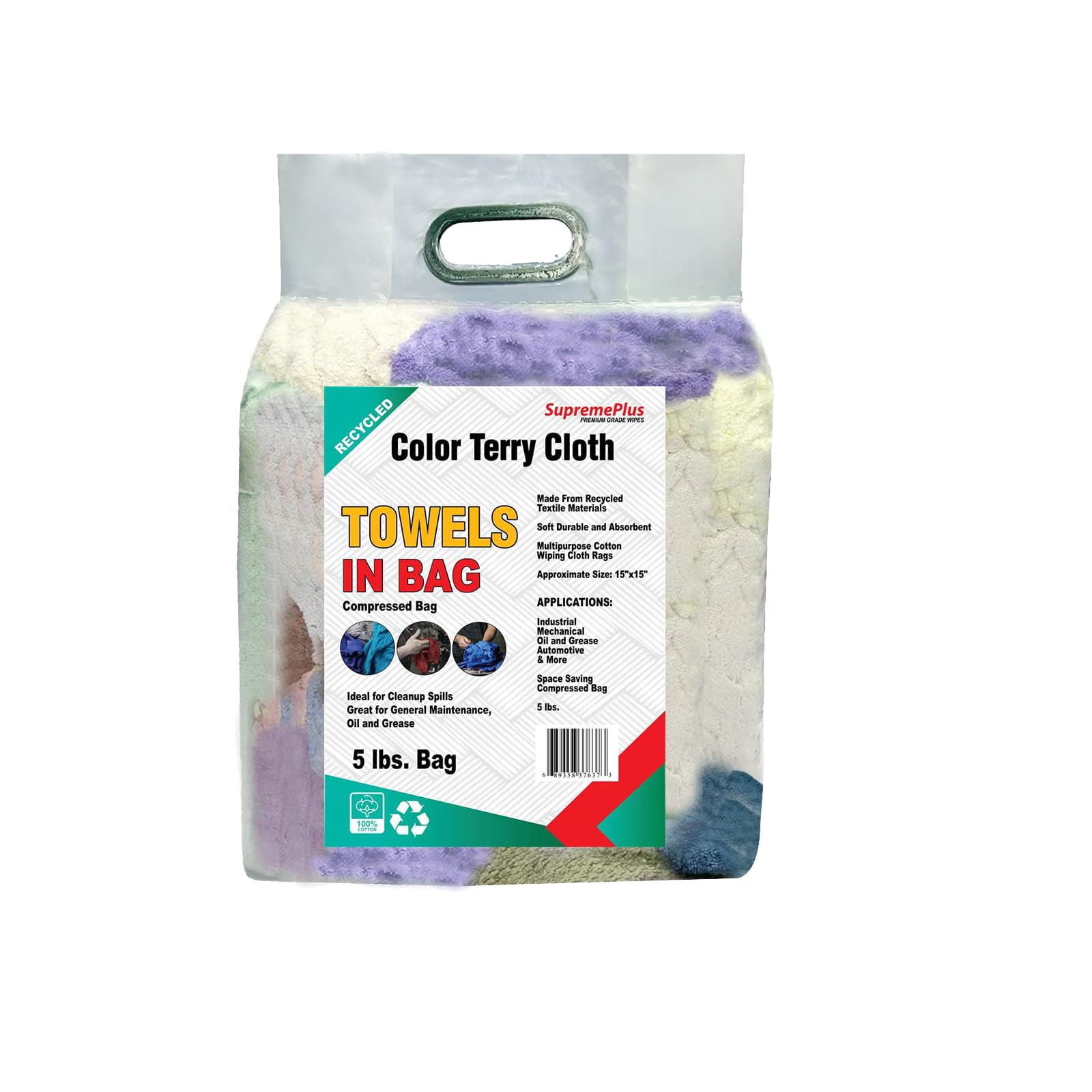 SupremePlus Color Terry Cloth Cleaning Rags 5 lbs Bag of Rags ...