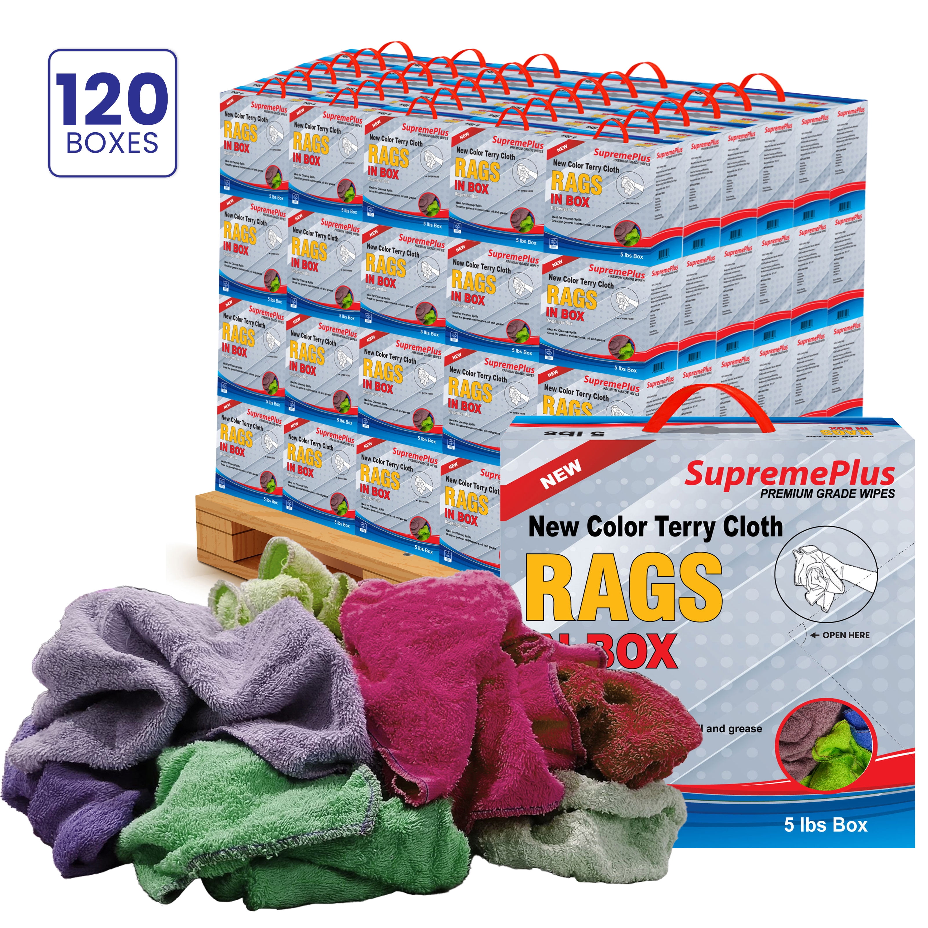 SupremePlus New Assorted Colors Terry Cloth Cleaning Rags 600 lbs ...