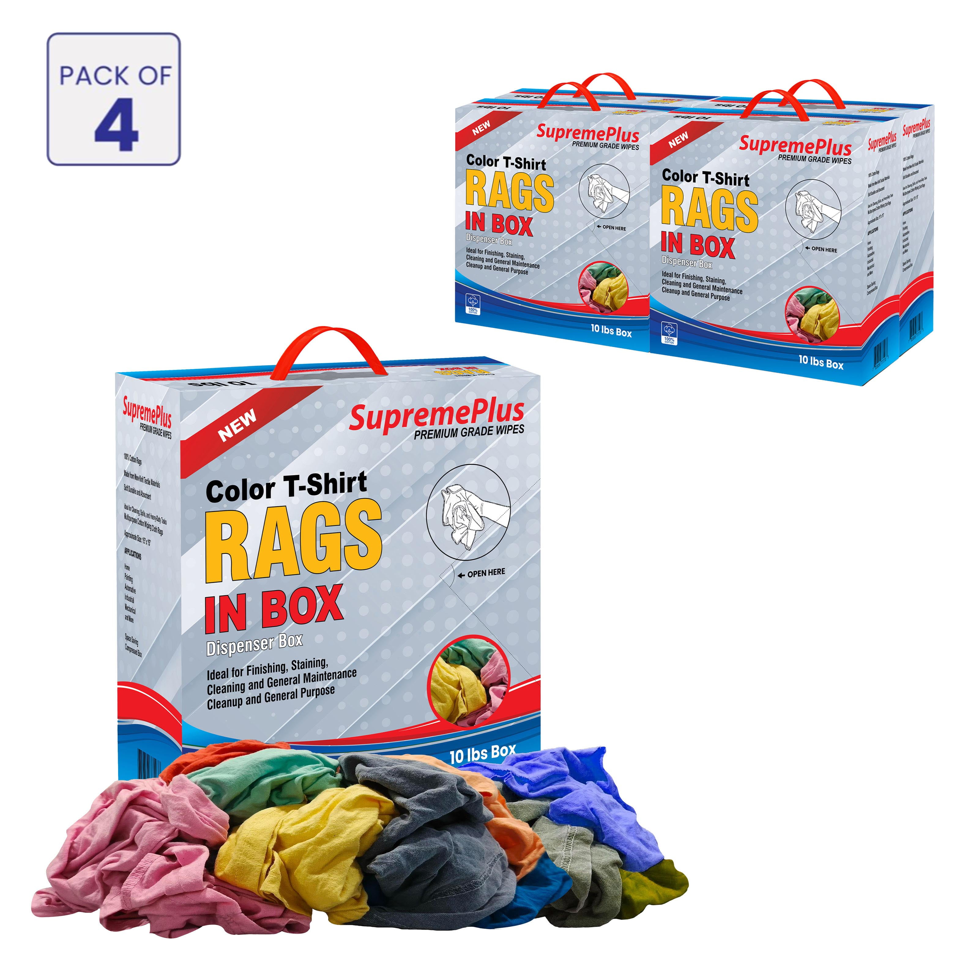 SupremePlus New Color Knit Cleaning Rags 10 lbs Compressed Box of Rags ...