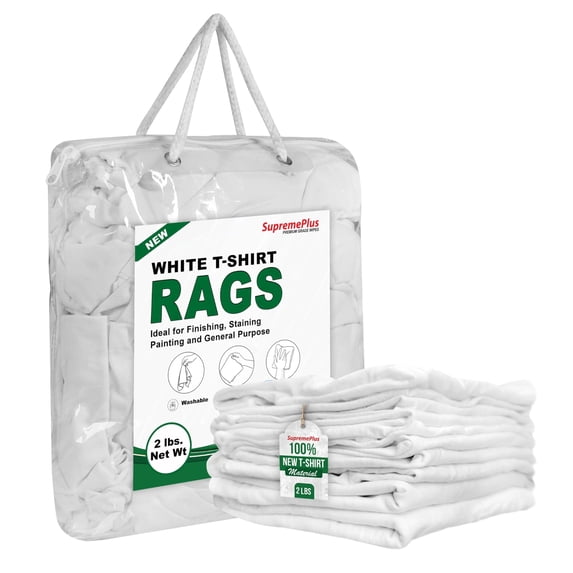 SupremePlus Premium New White Cotton Knit T-Shirt Rags, 2 lb Bag o Rags ...