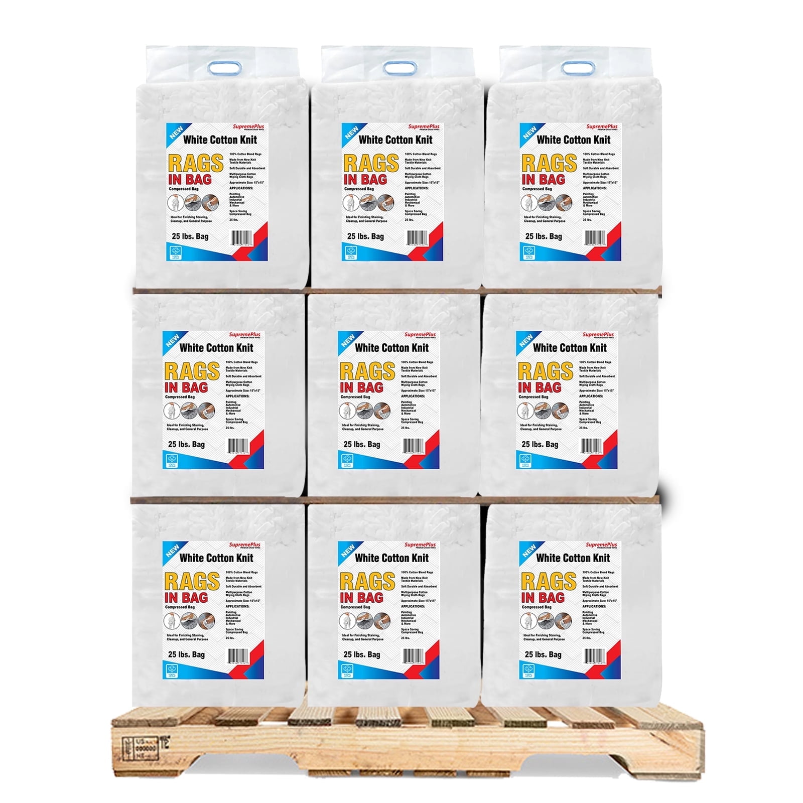 SupremePlus New Knit Cleaning Wiping Rags 600 lbs Pallet-24x25 lbs Bag ...