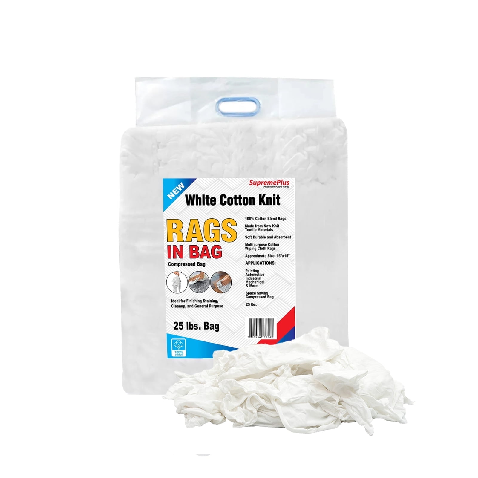 SupremePlus New White Knit Wiping Rags Floor Glass Commercial Household ...