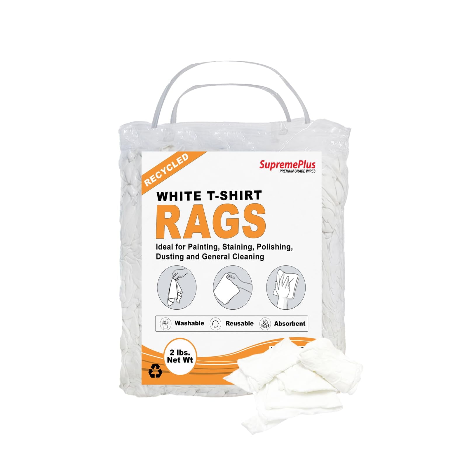 SupremePlus Knit T Shirt Rags for Cleaning 2 lbs Bag of Rags Commercial ...