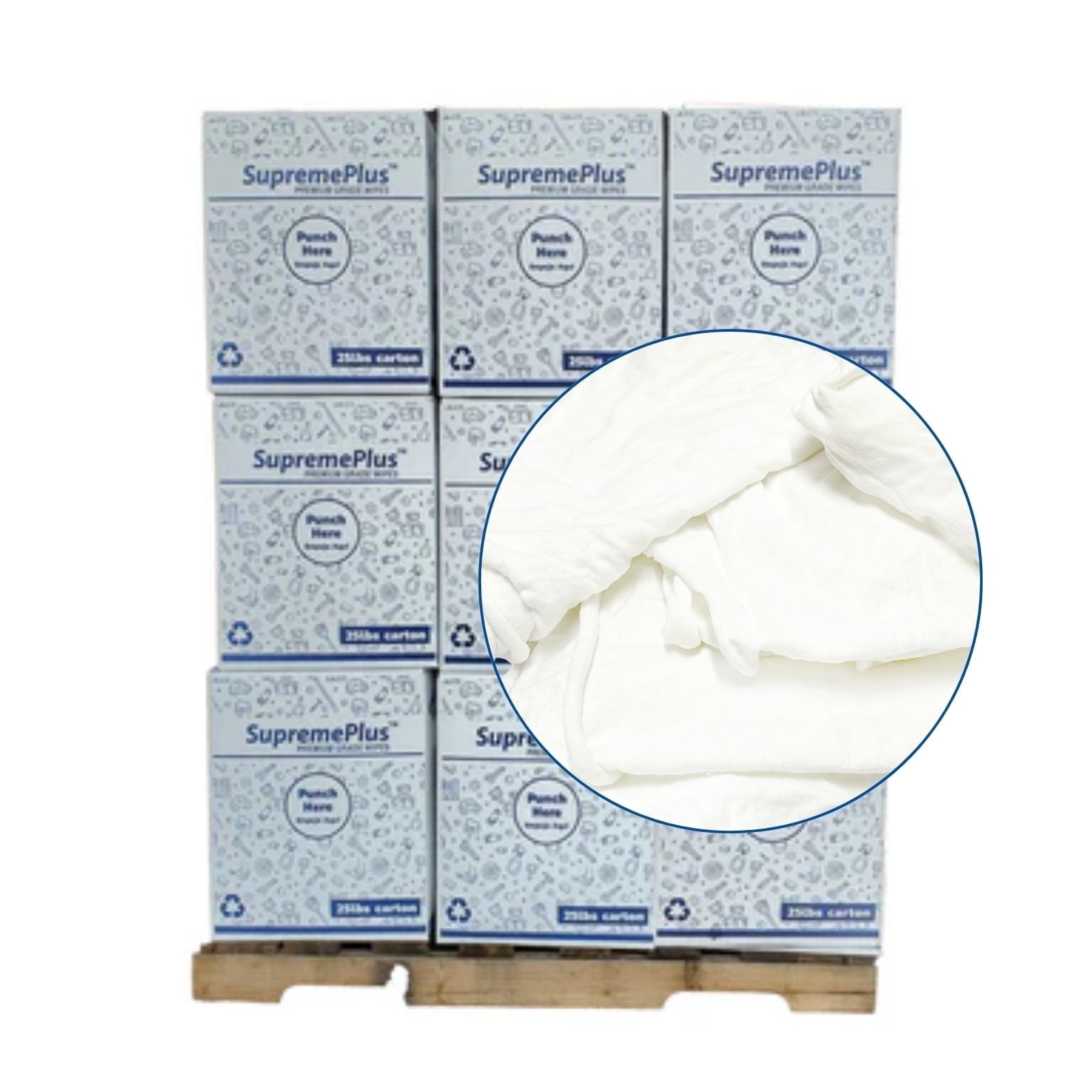 SupremePlus Recycled White Knit Rags - 600 lbs. Pallet Multipurpose ...