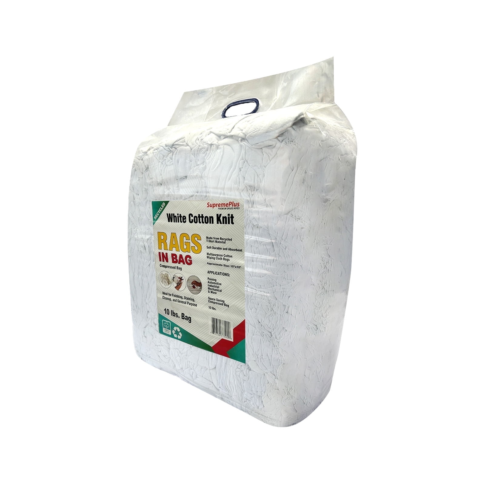 SupremePlus Recycled White Knit T-Shirt Rags, Multipurpose Cleaning ...