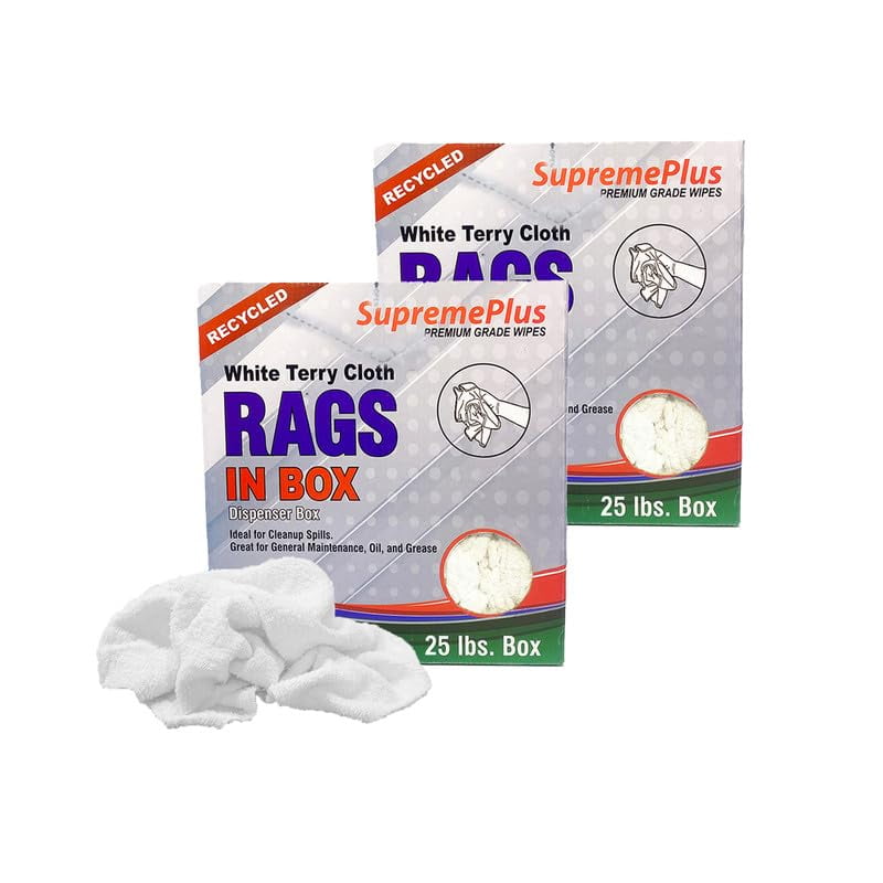 SupremePlus Terry Cloth Cleaning Rags 25 lbs Compressed Box of Rags ...