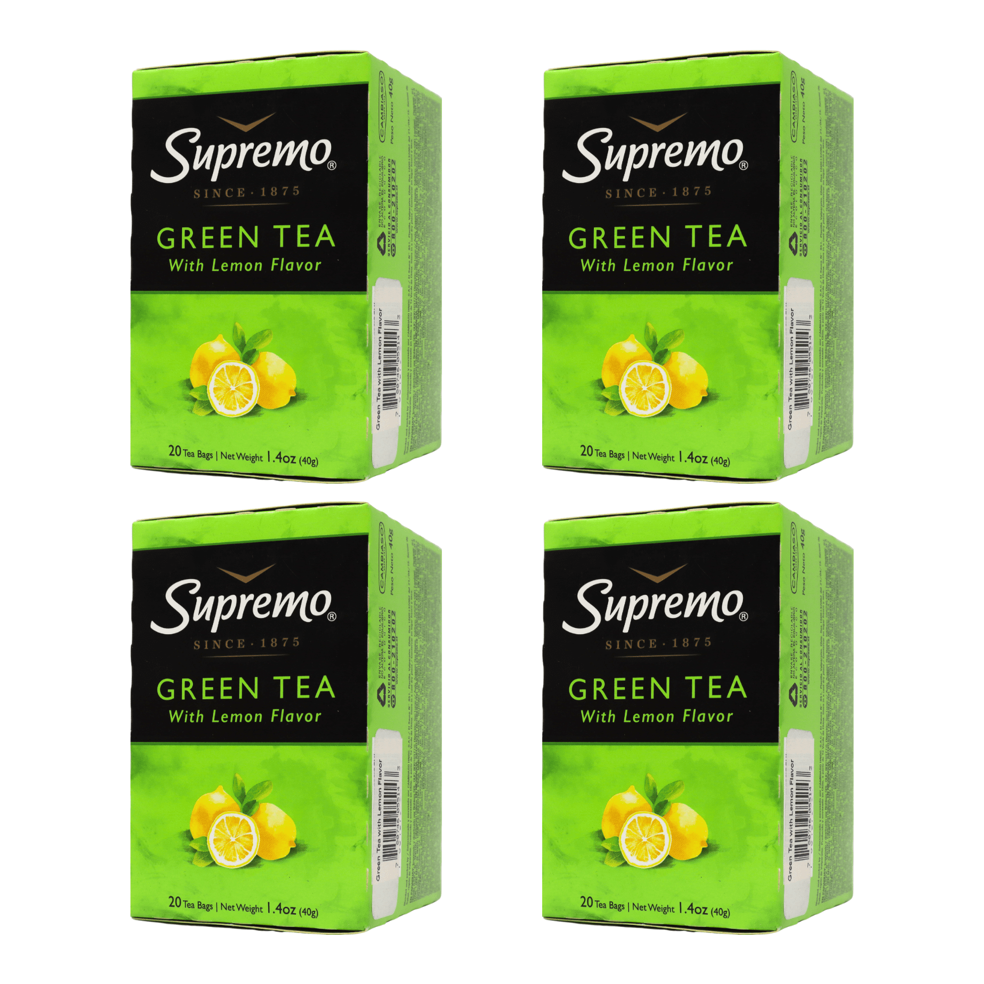 Supremo Green Tea with Lemon flavor - 20 Tea Bags - Walmart.com