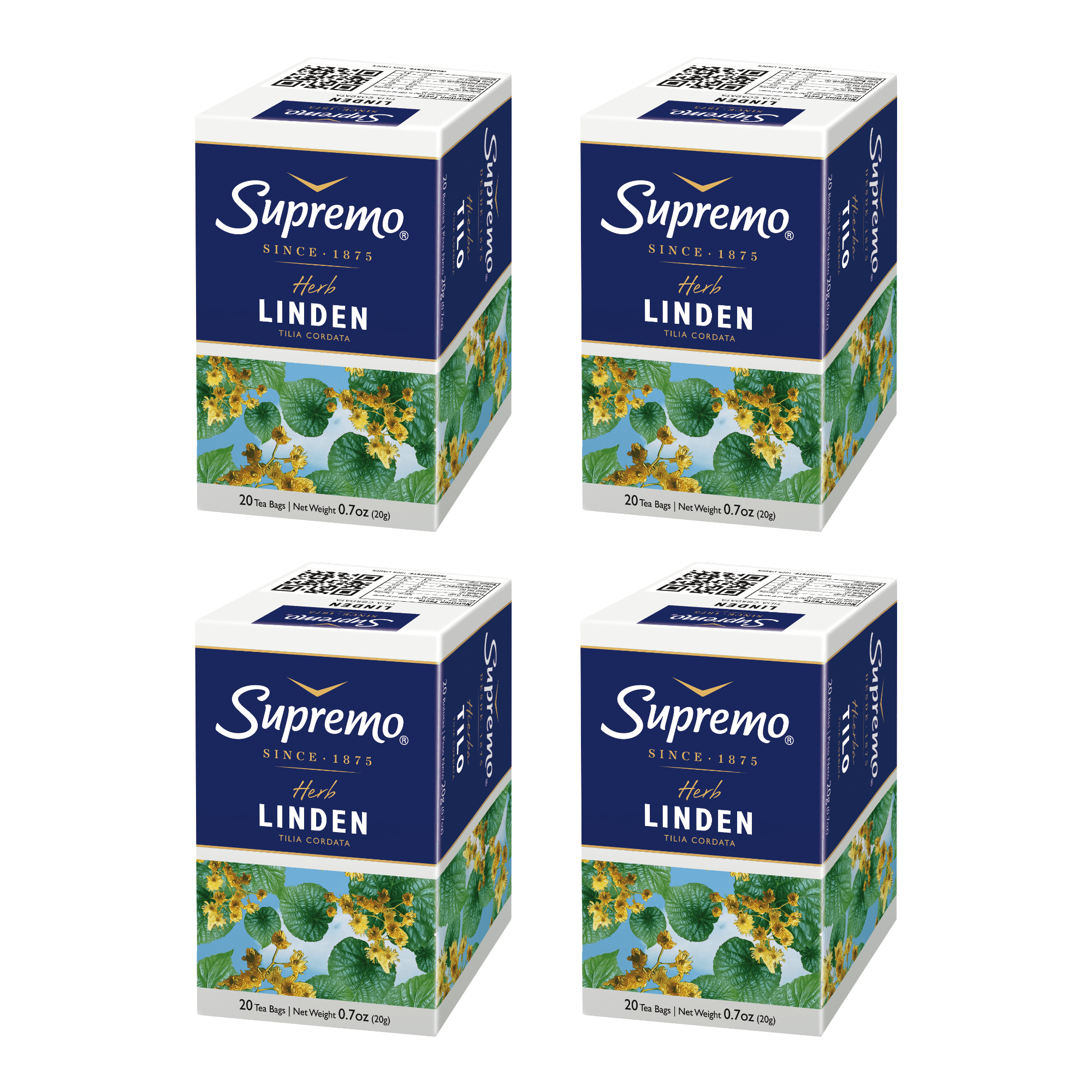 Supremo Herbal Infusion Linden (Tilo) [4 Pack] - 20 Tea Bags each, 80 ...