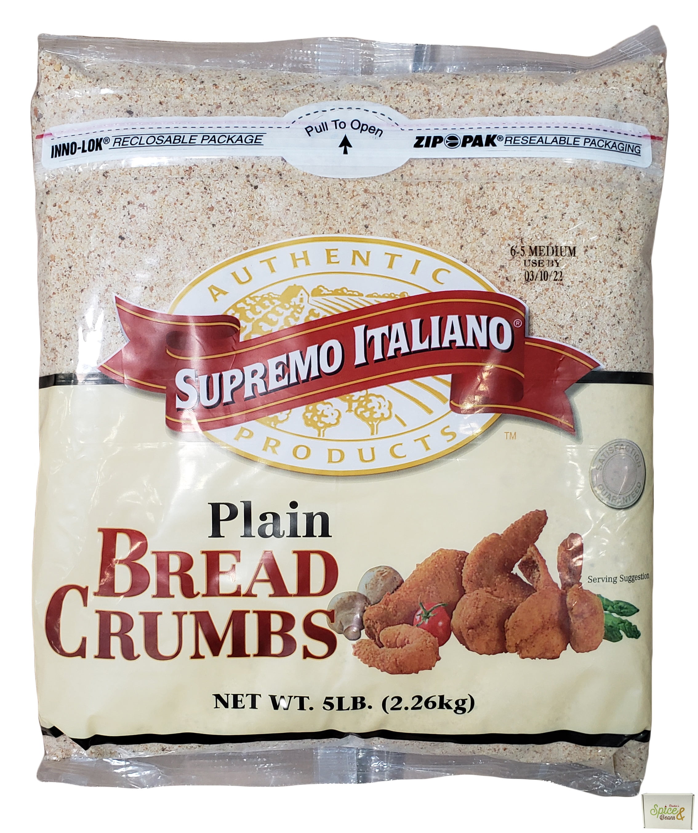 Supremo Italian Plain Bread Crumbs - 5LB - Resealable Bag - Walmart.com