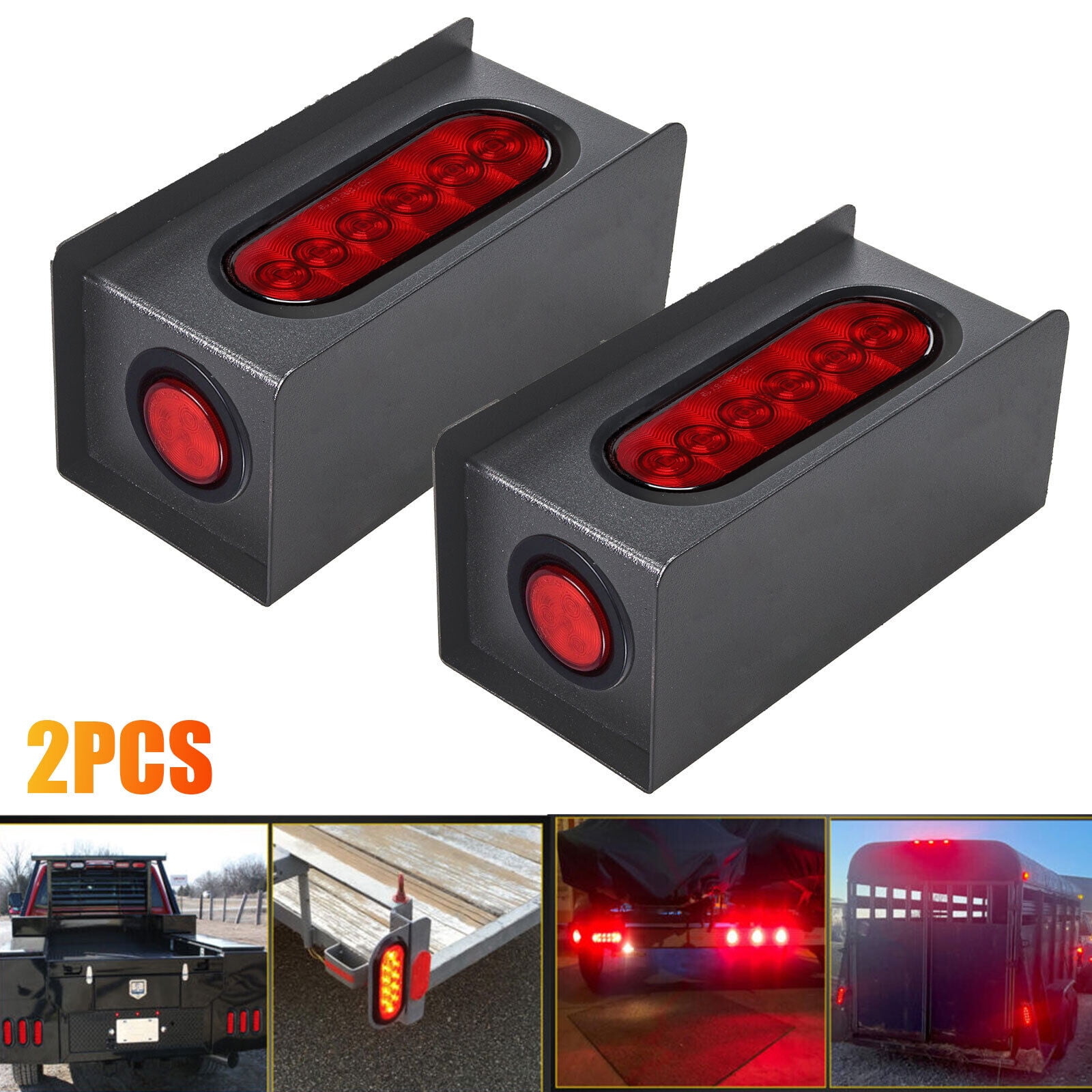 Supsupsiu 6" Oval RED LED w/marker lights Fit For Truck Steel Tail ...