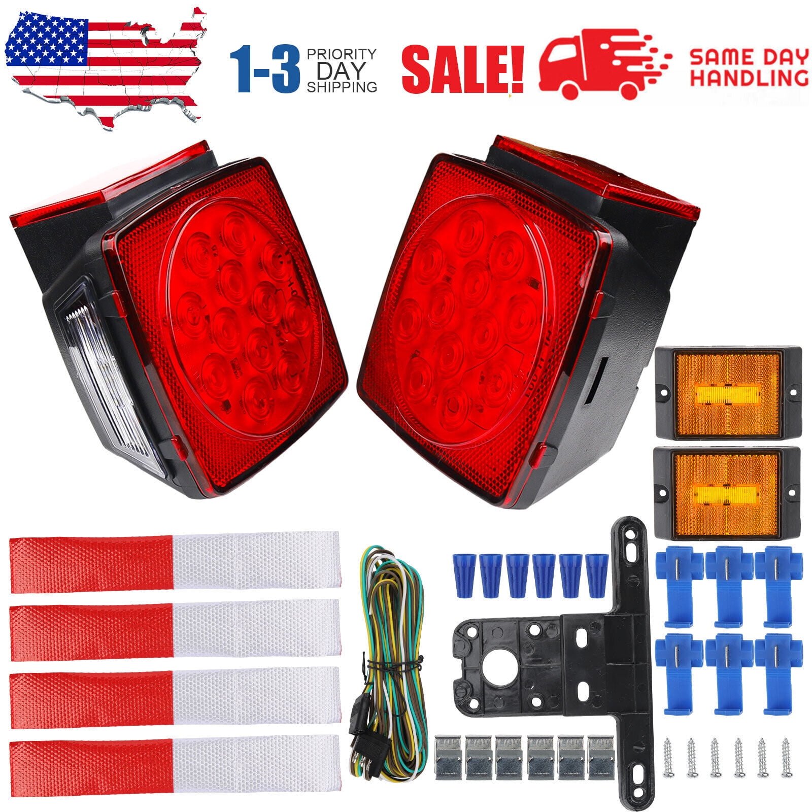 Supsupsiu Trailer LED Light KIT Utility RV Boat 12V Stop Turn Tail Side ...
