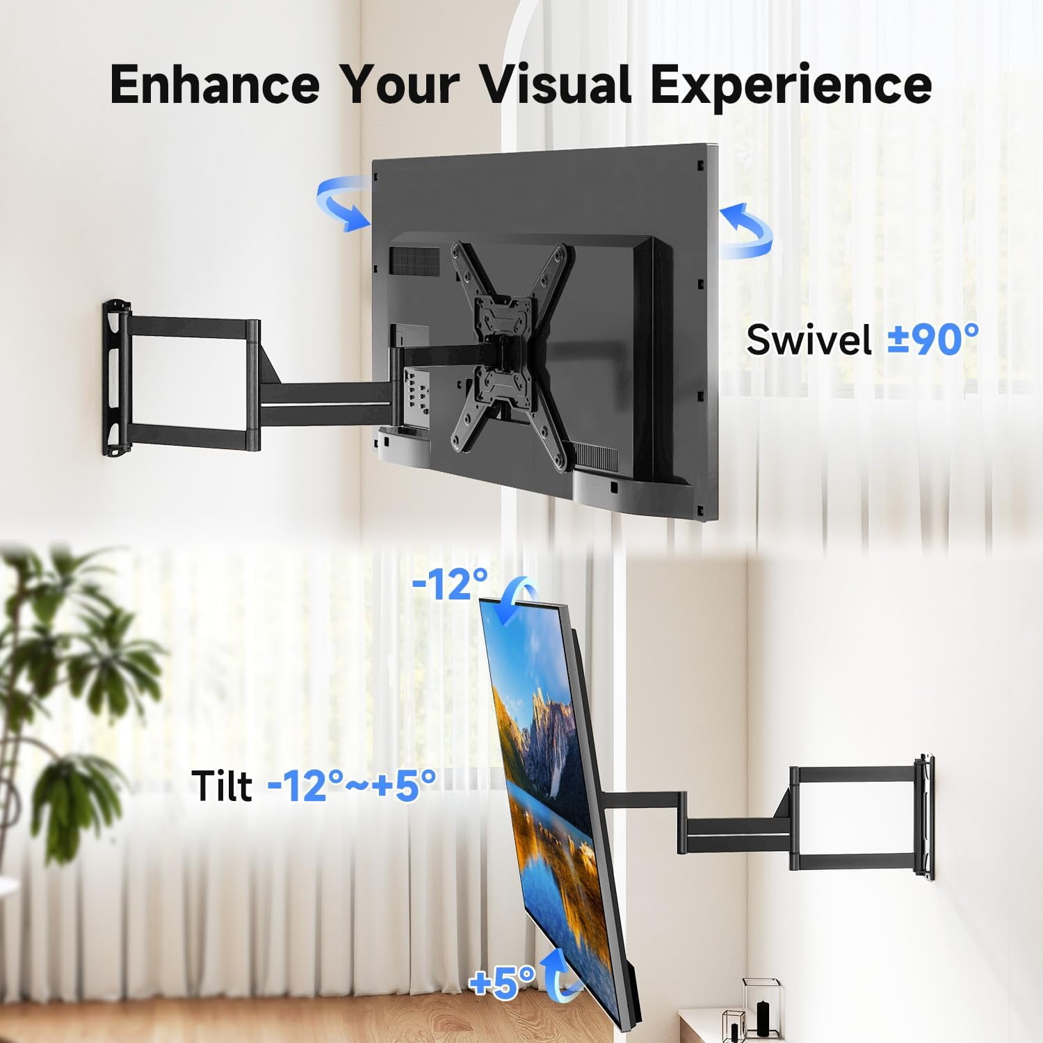 Suptek 40" Long Arm Full Motion TV Wall Mount for 32-65 Inch TVs ...