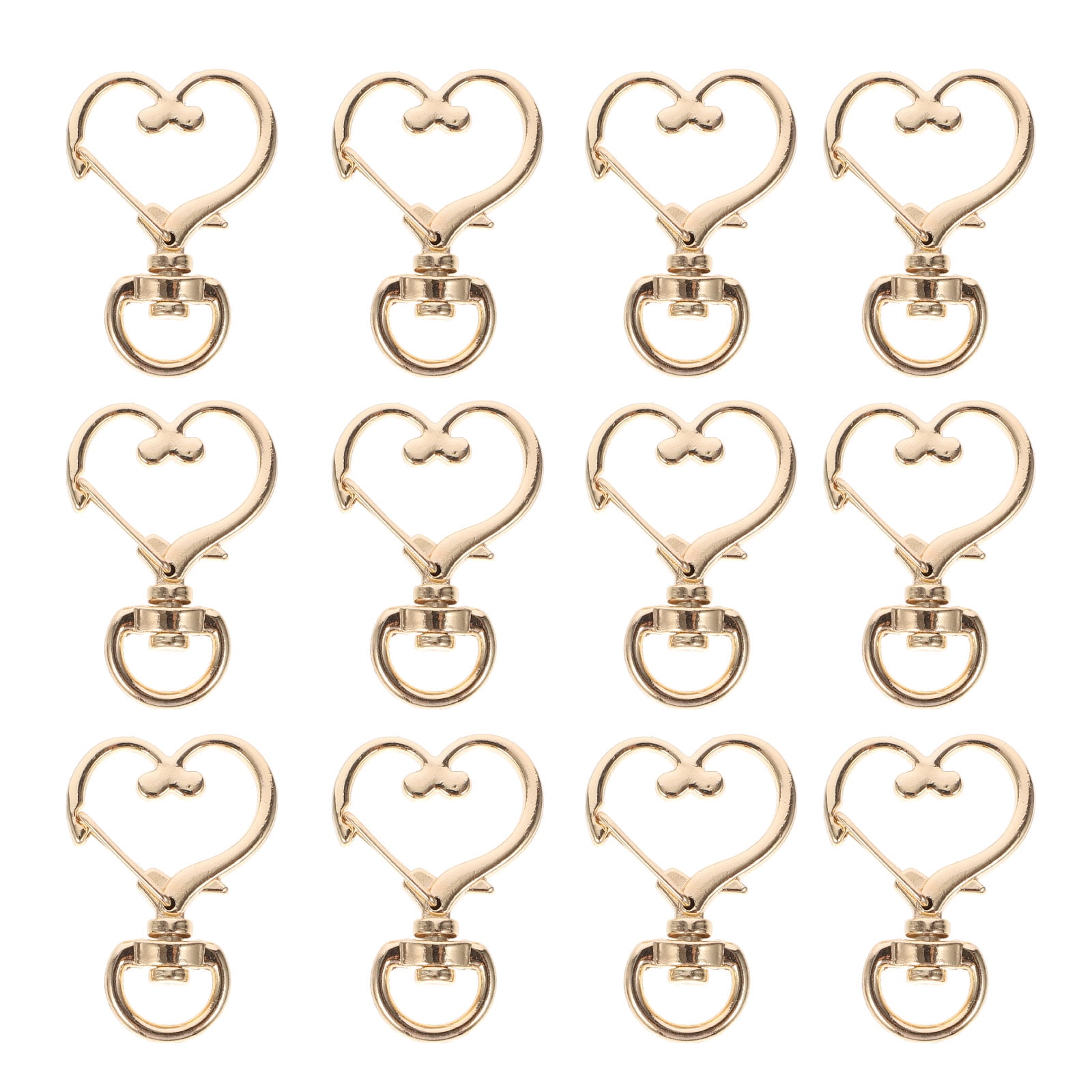 Supvox 10Pack Keychain Hooks Golden Alloy Snap Hook Heart Shape for ...