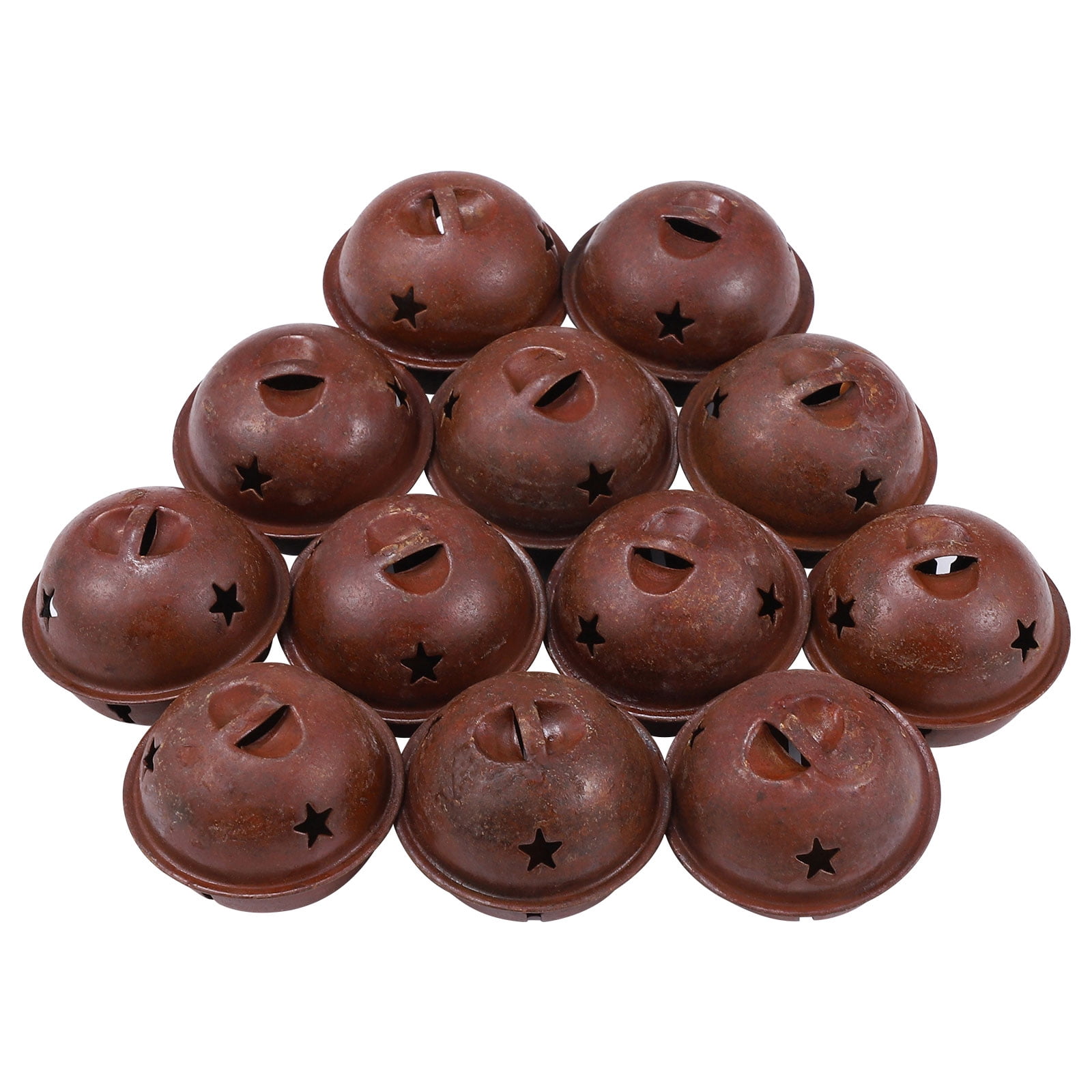 Supvox 12pcs 40mm Rusty Bells Metal Christmas Jingle Bells with Star ...