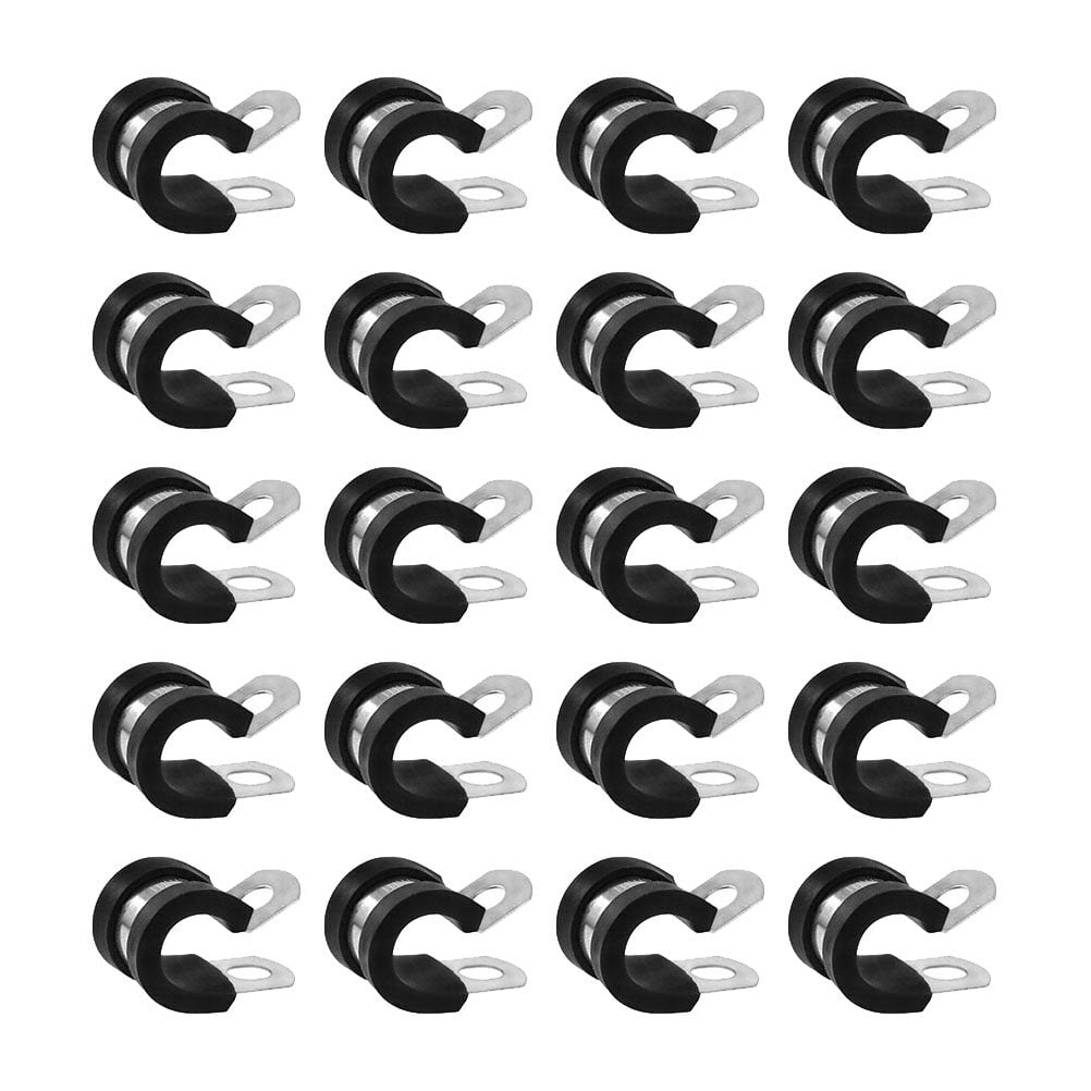 Supvox 20pcs Pipe Fastener Clamp Rubber Black Stability for Wiring ...