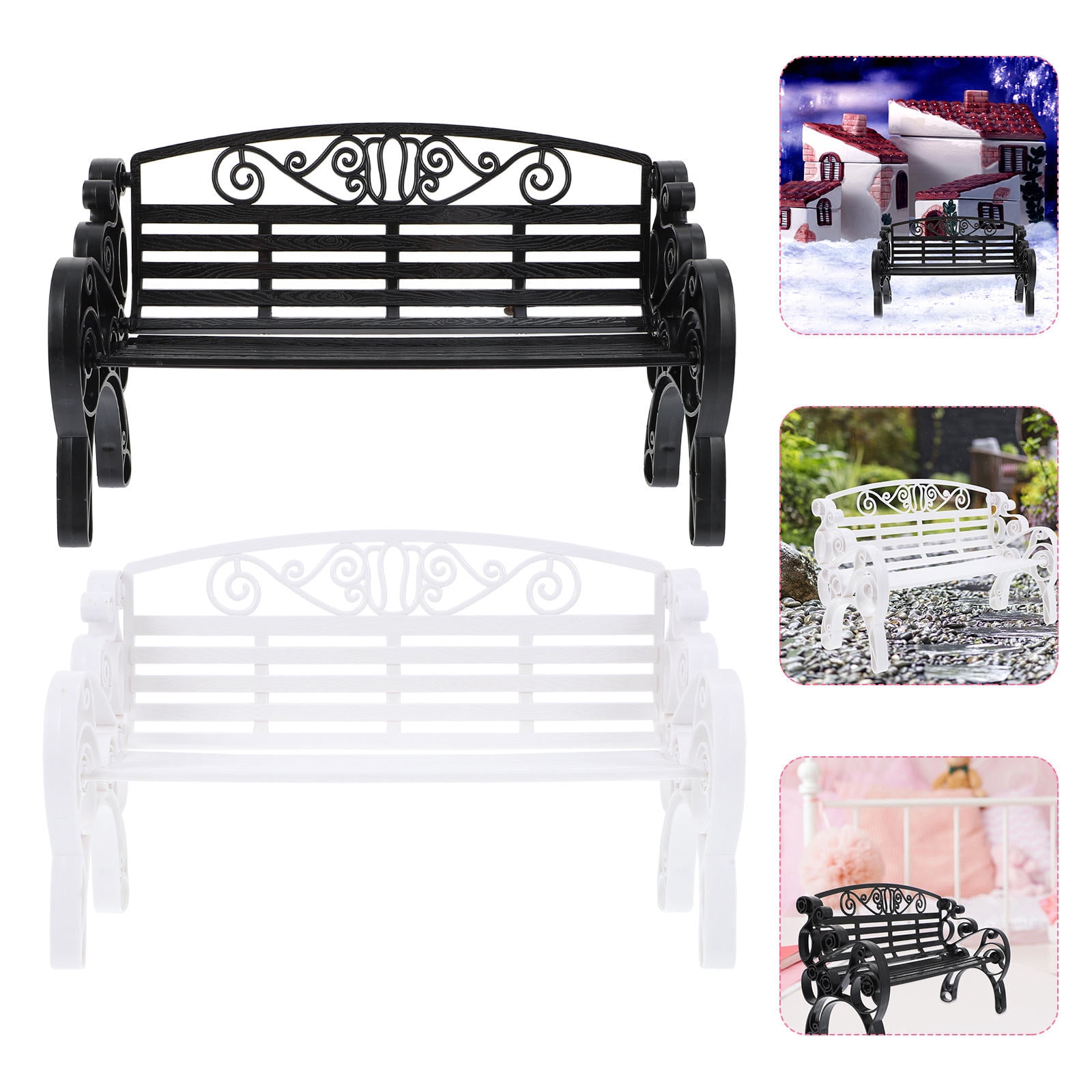 Supvox 2Set Mini Dollhouse Park Bench Plastic European Style for ...