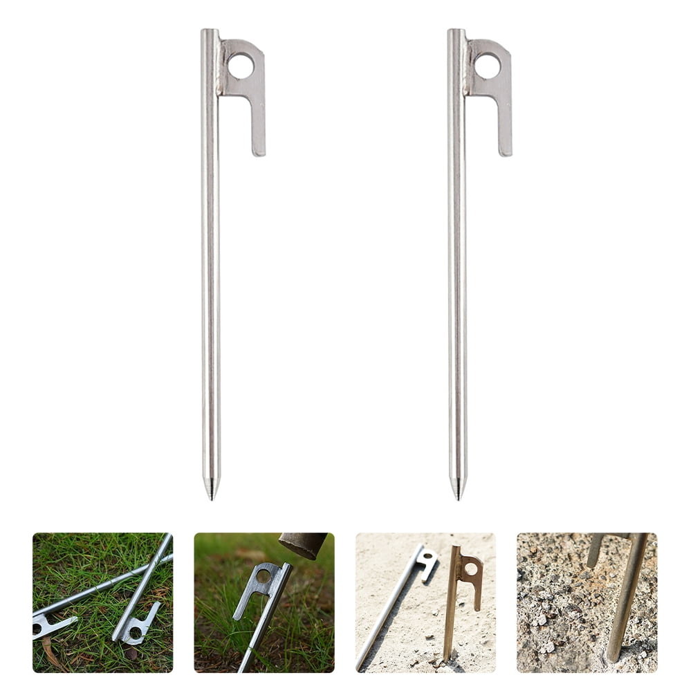 Supvox 2pcs Camping Tent Nails Silver Stainless Steel Support - Walmart.com