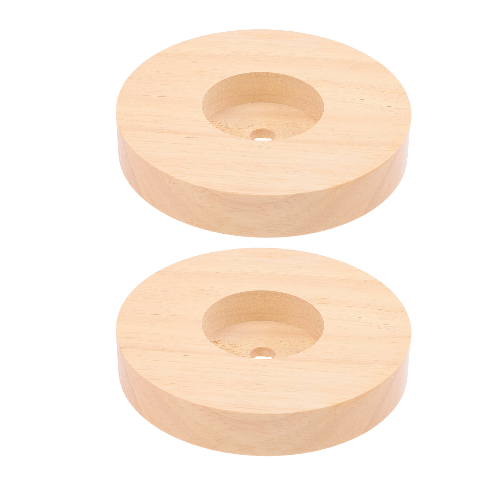 Supvox 2pcs Wooden Lamp Base Round Solid Wood Light Stand Base Table ...