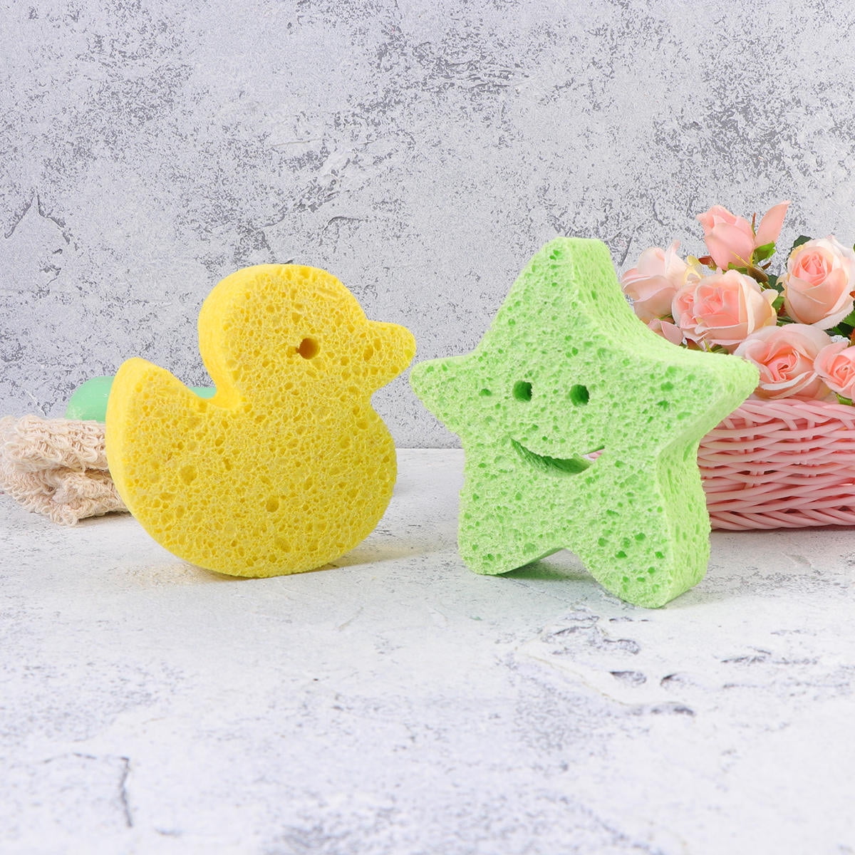 Supvox 4 Pack Assorted Color Baby Bath Sponge Smooth Skin Exfoliating ...