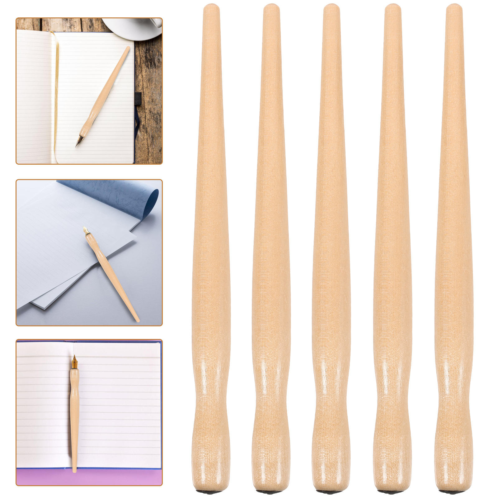 Supvox 5Pcs Calligraphy Pens for Writing Natural Wood Color for ...