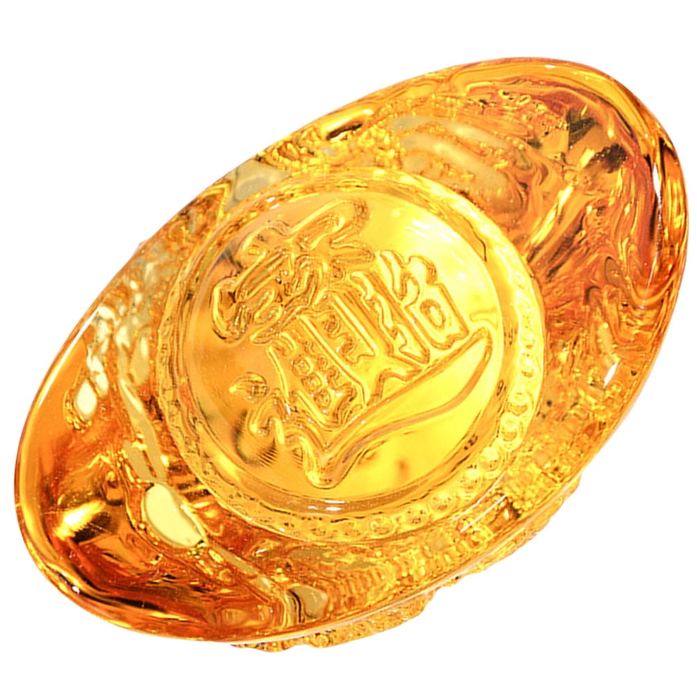 Supvox Crystal Decor Crystal Ingot Ornament Golden Transparent Crystal ...