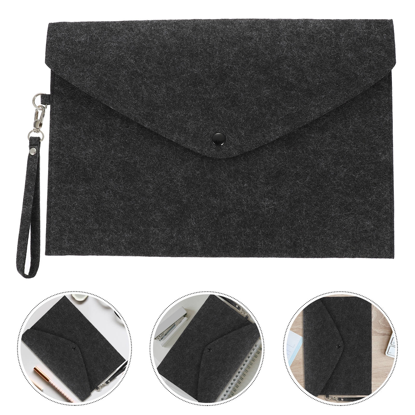 Supvox Grey Felt Office File Folder with Lanyard Document Storage Pouch ...