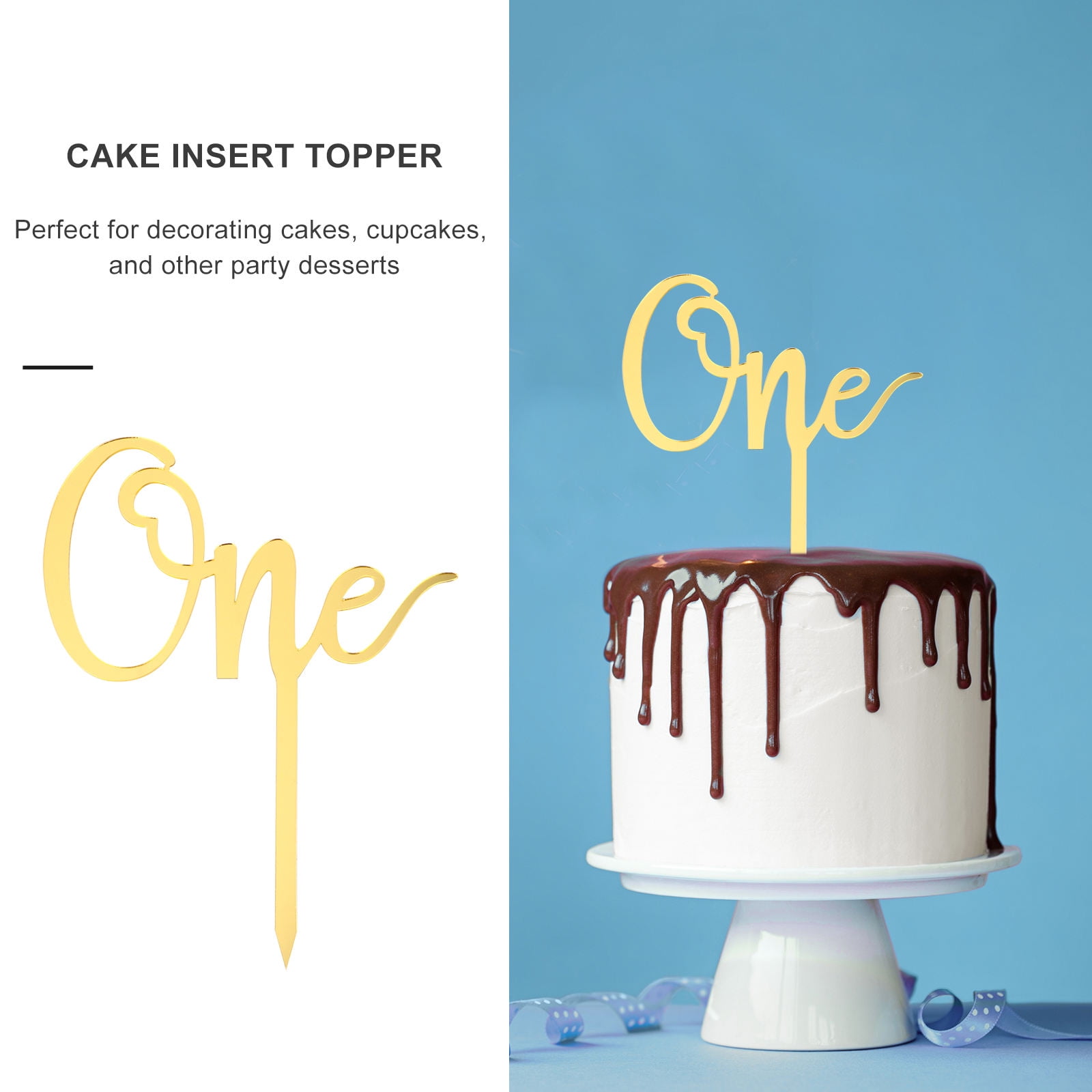 Supvox Golden Acrylic Cake Topper for First Anniversary and Baby's ...