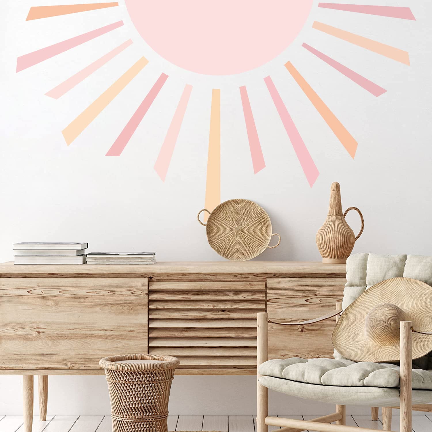 Supzone Boho Half Sun Wall Decals Large Sunrise Wall Stickers Modern ...