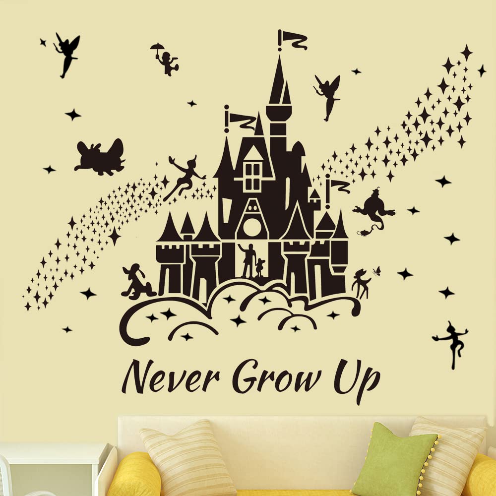 Supzone Castle Wall Stickers Fairy Tale Castle Wall Decal Never Grow Up ...