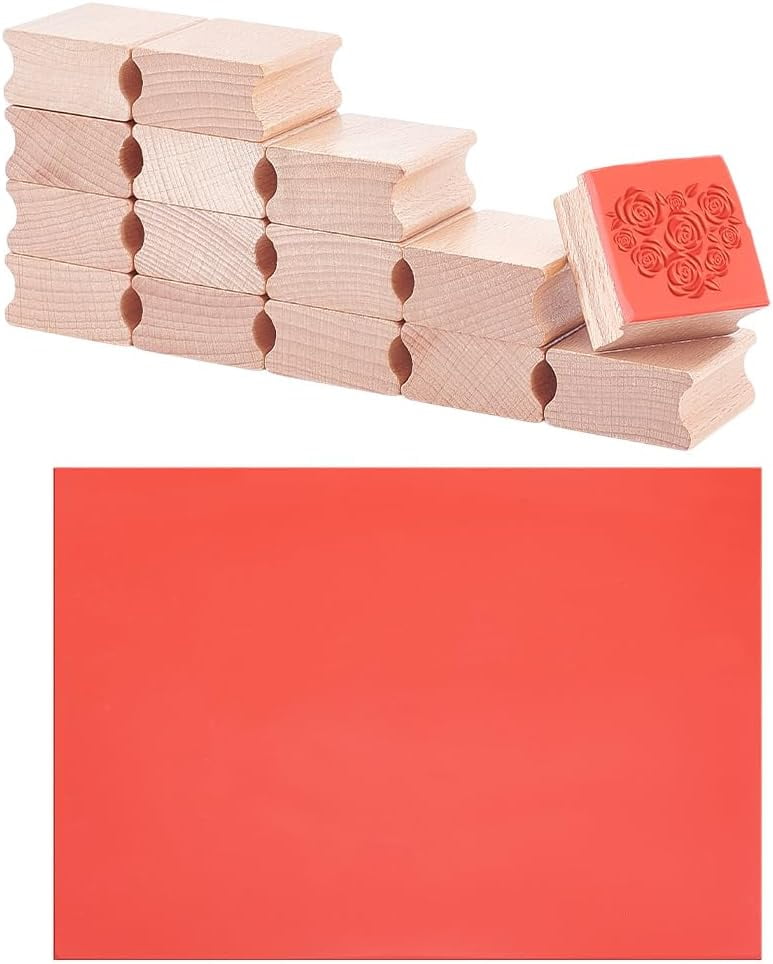 Suqare Grooved Wood Blocks with Laserable Rubber for Stamp Engraving ...