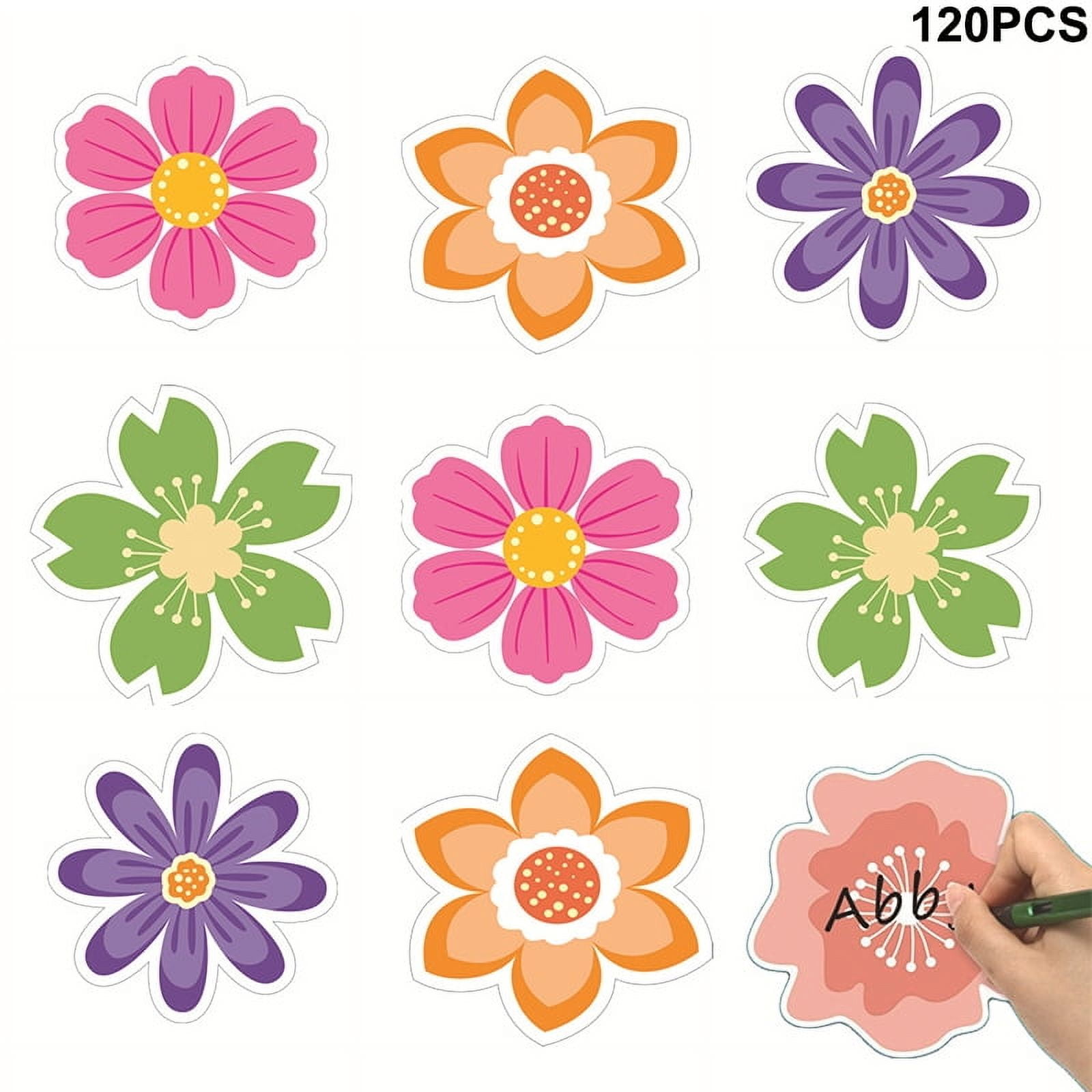 Suquosor 120 Pcs Spring Flower Cut-Outs Double Printed Paper Flower ...