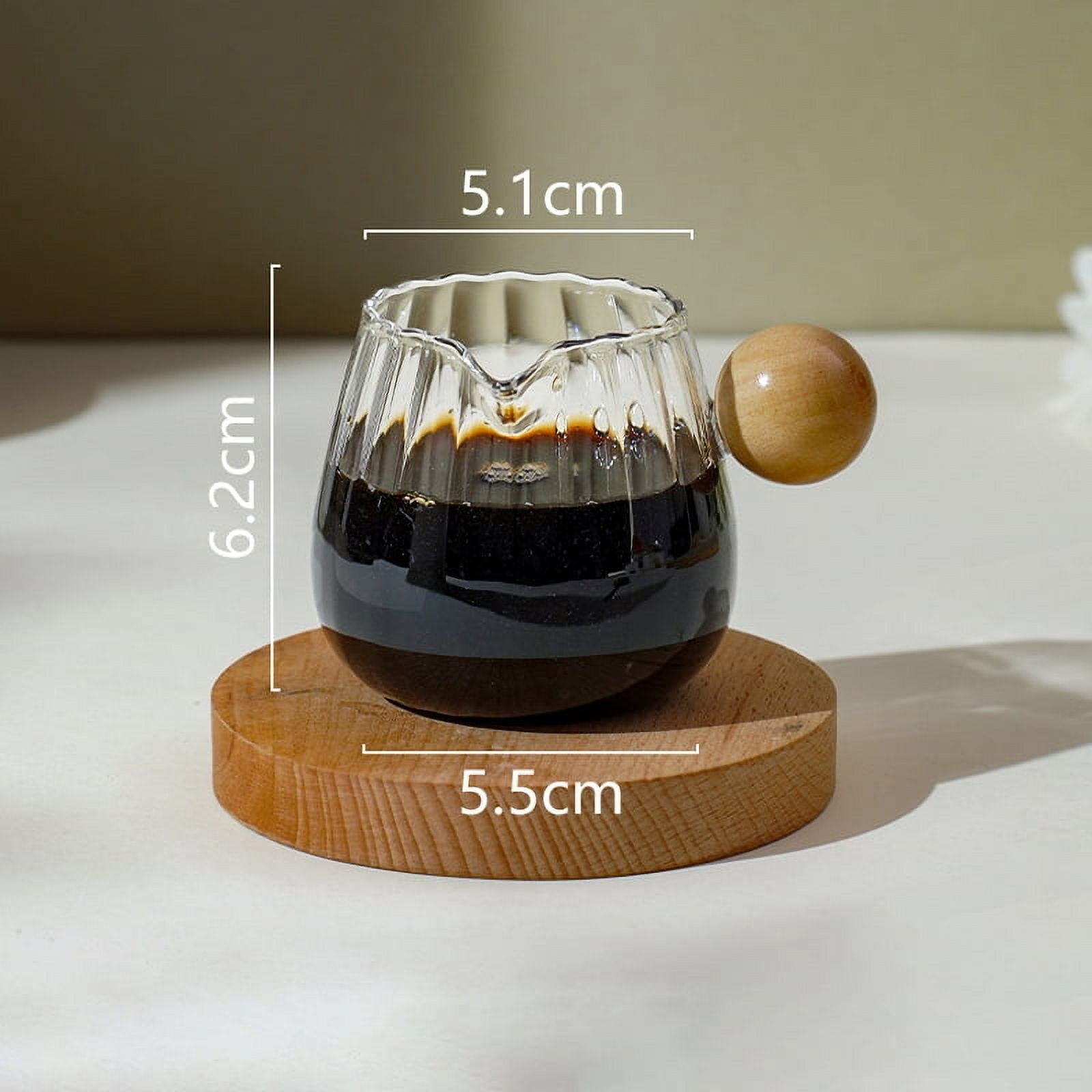 Suquosor 50/100/150ml Wood Handle Glass Espresso Measuring Cup DIY Milk ...