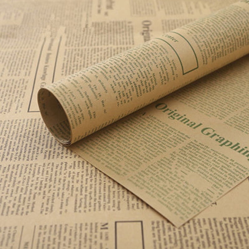 Suquosor 5Sheets Vintage Newspaper Kraft Paper Brown Kraft Outer ...