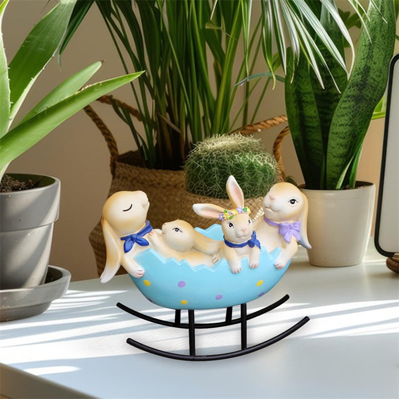 Suquosor Bunny Rabbits Rocking In An Easter Egg Cradle Spring Easter ...