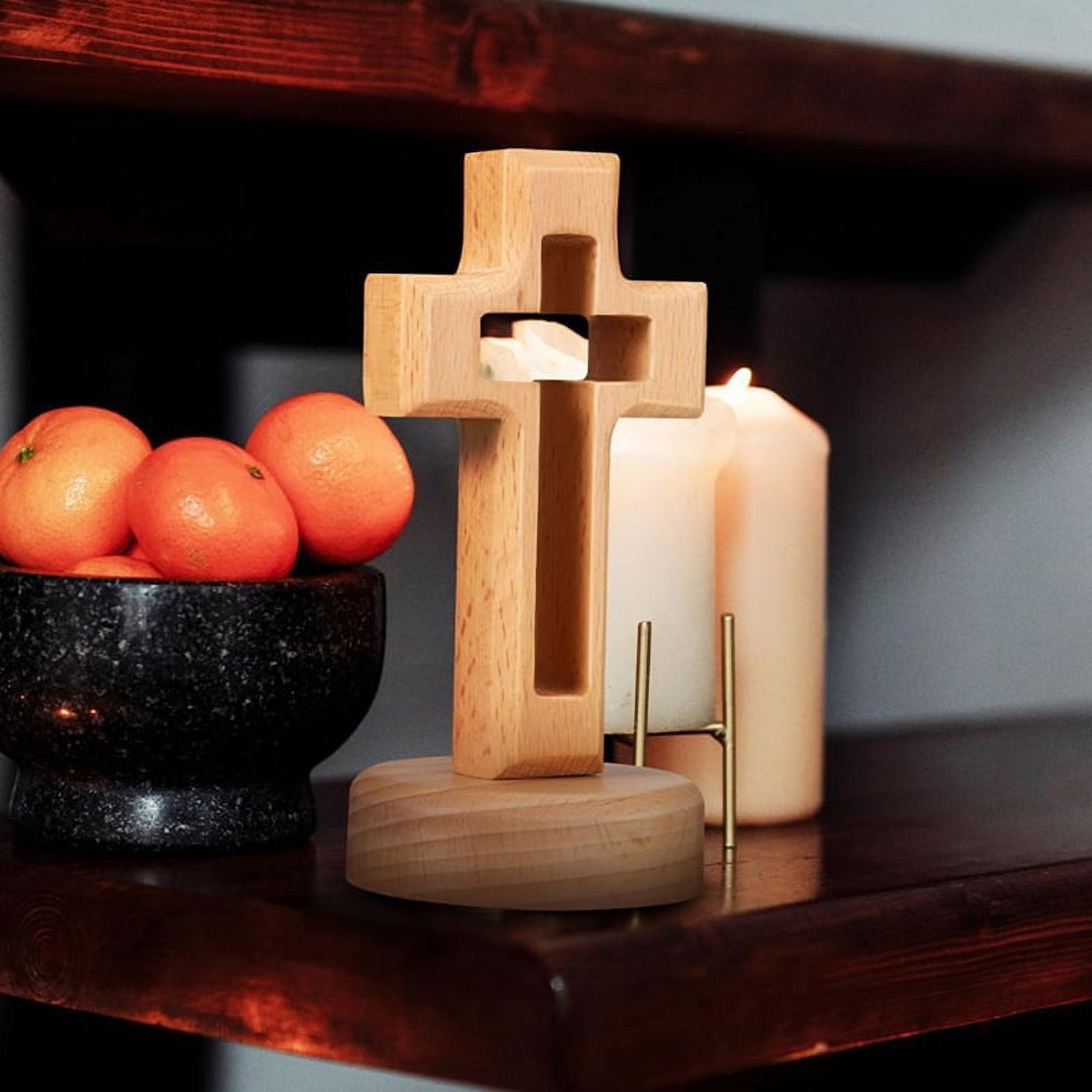 Suquosor Cross Wood Crucifix Standing Jesus Wall Wooden Religious ...