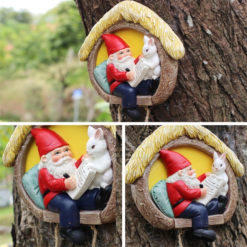 Suquosor Outdoor Garden Statues, Resin Gnome Tree Hugger, Durable ...