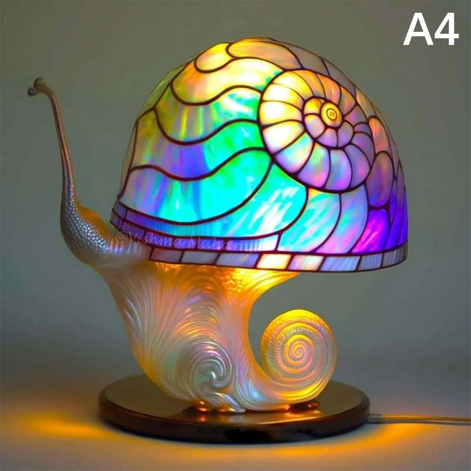 Suquosor Vintage Stained Glass Plant Series Table Lamps Mushroom Snail ...