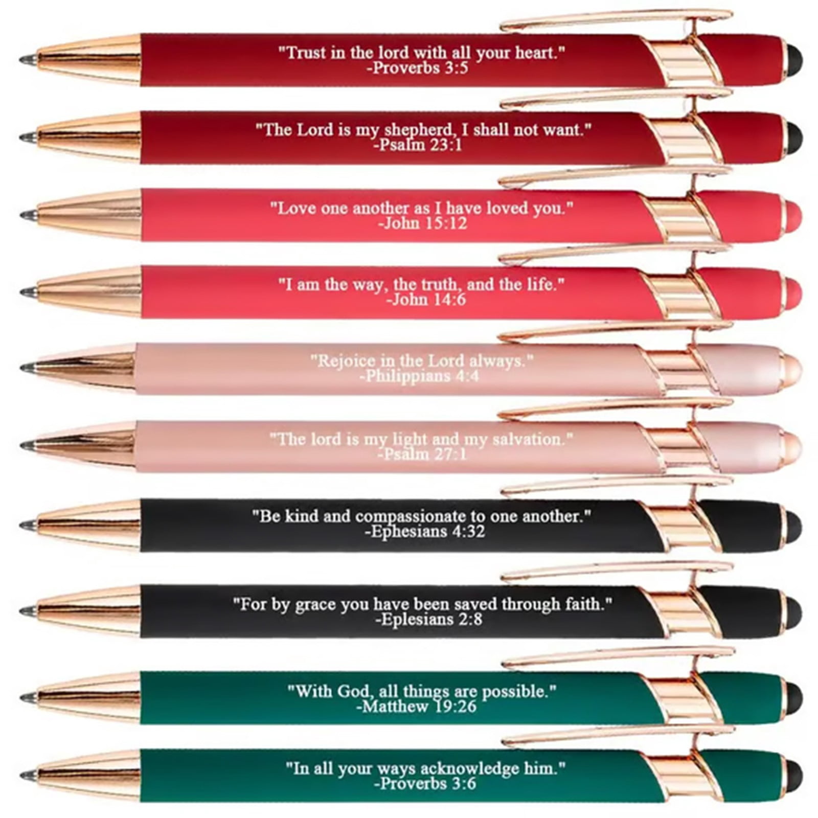 Suqwn 2-in-1 Stylus Inspirational Bible Verse Pens Bulk Christian Gifts ...