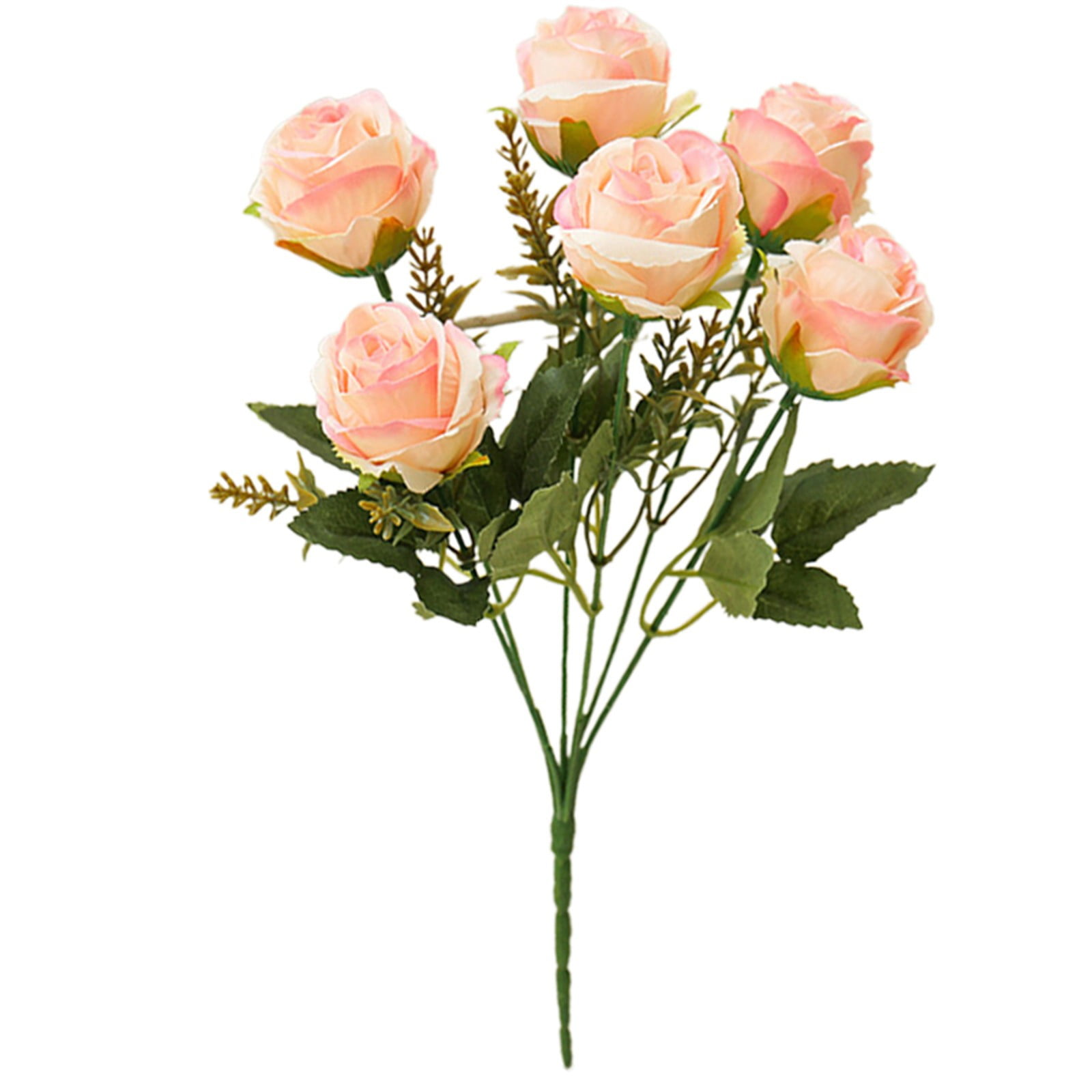 Suqwn Artificial Flowers 6 Heads Fake Roses with Stems for DIY Red Wedding Bouquets Bridal ...