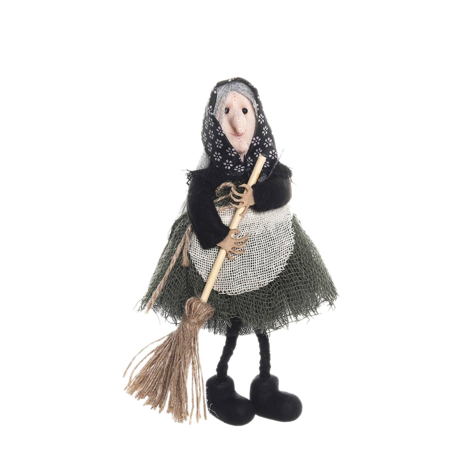 Suqwn Hanging Animated Witch on Broomstick Halloween Decoration Dolls ...