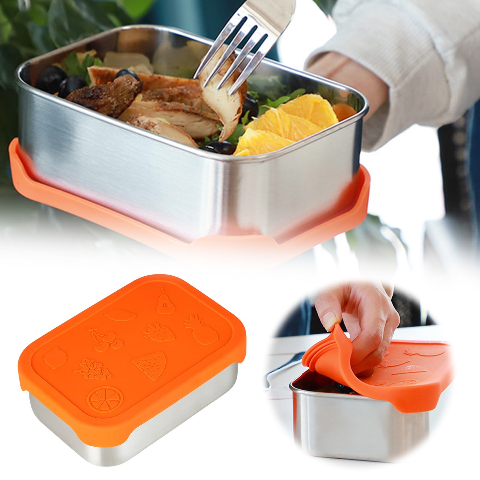 Suqwn Large Stainless Steel Snack Containers with Silicone Lids - 24oz ...
