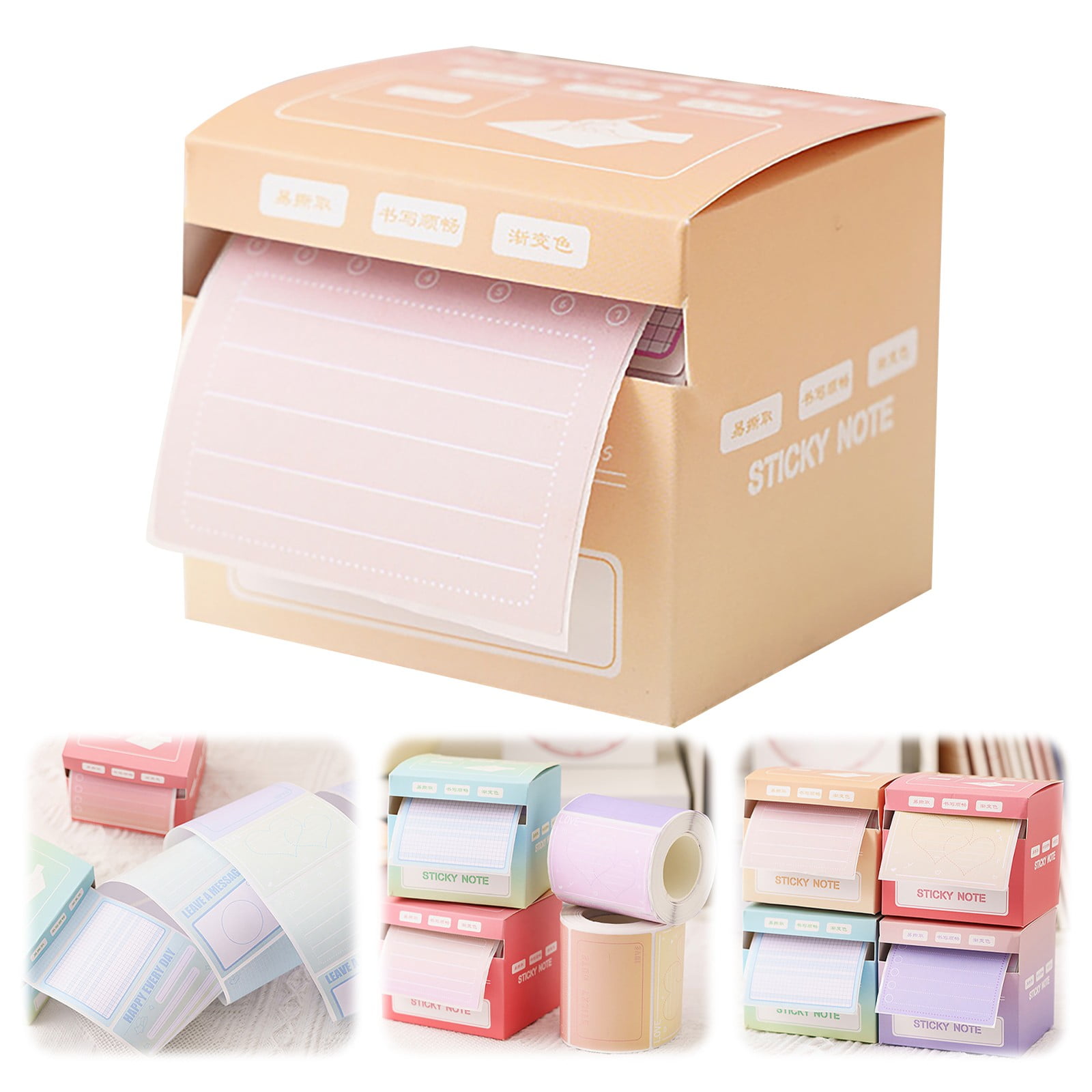 Suqwn Sticky Full Adhesive Notes Roll Tape with Pull Out Dispenser ...