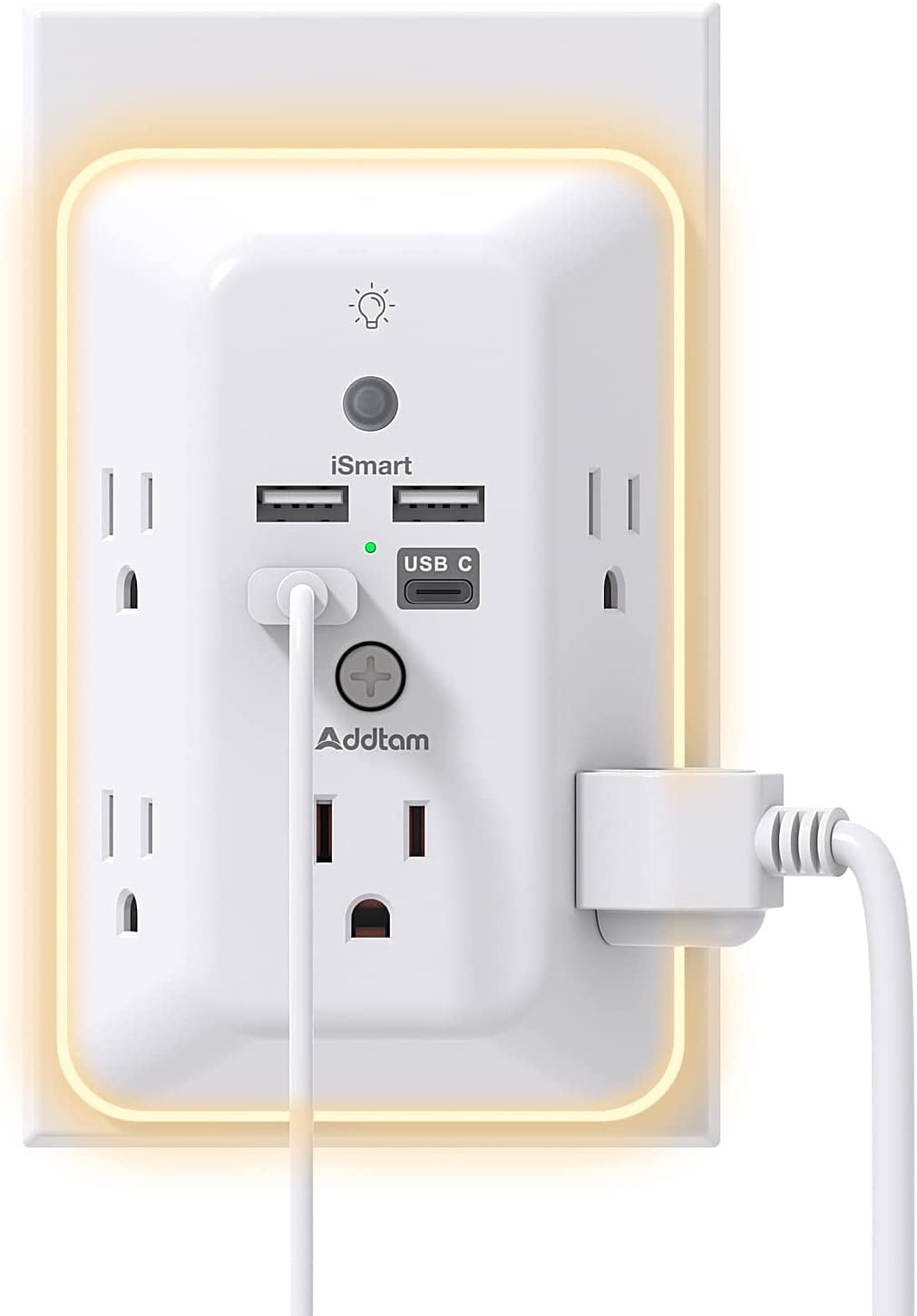 Sur Protector, Outlet Extender with Night Light, 5-Outlet Splitter and ...